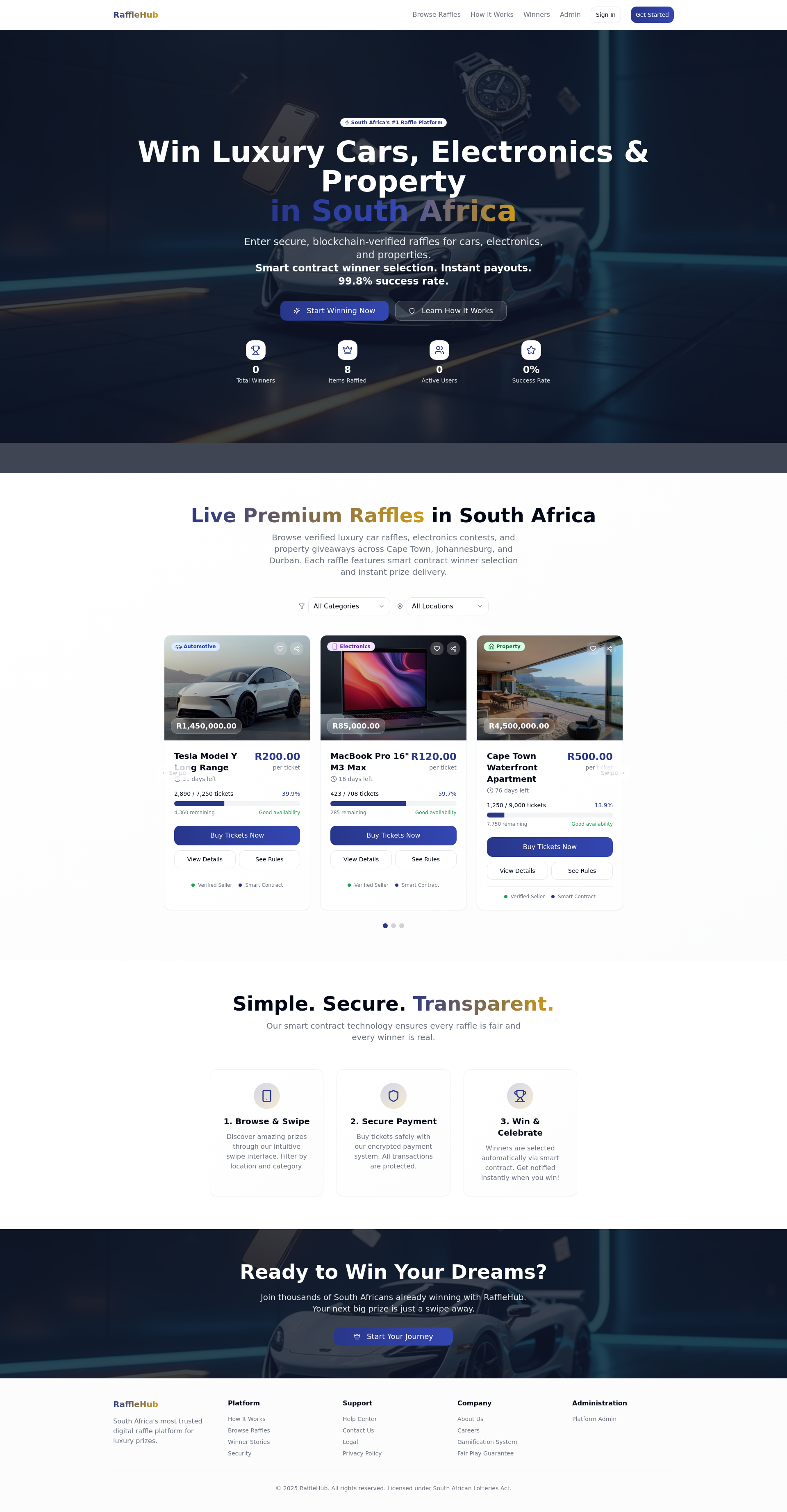 RaffleHub - Win What You Swipe | South Africa's Premier Digital Raffle ...