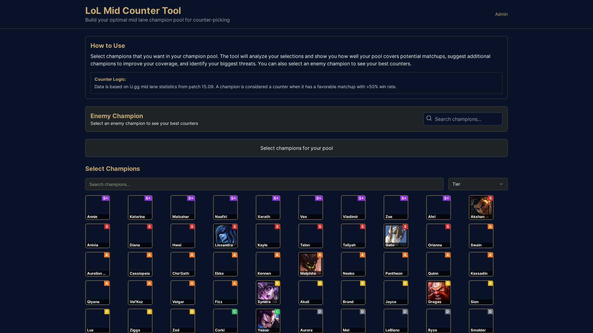 LoL Mid Counter Tool