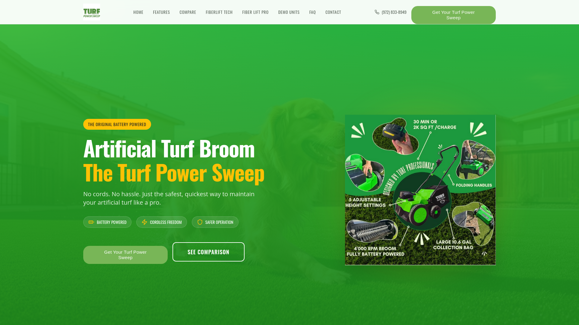 Turf Power Sweep - The Original Battery Powered Artificial Turf Broom