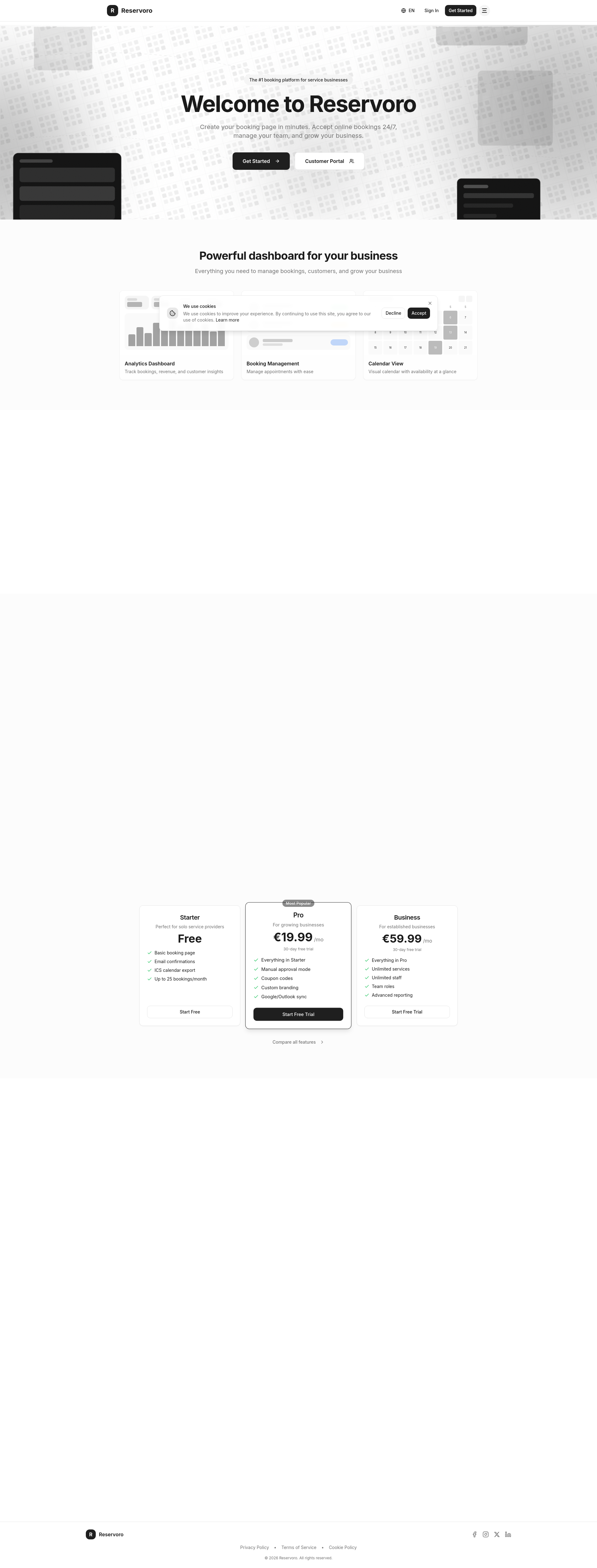 Reservoro - Booking Made Simple