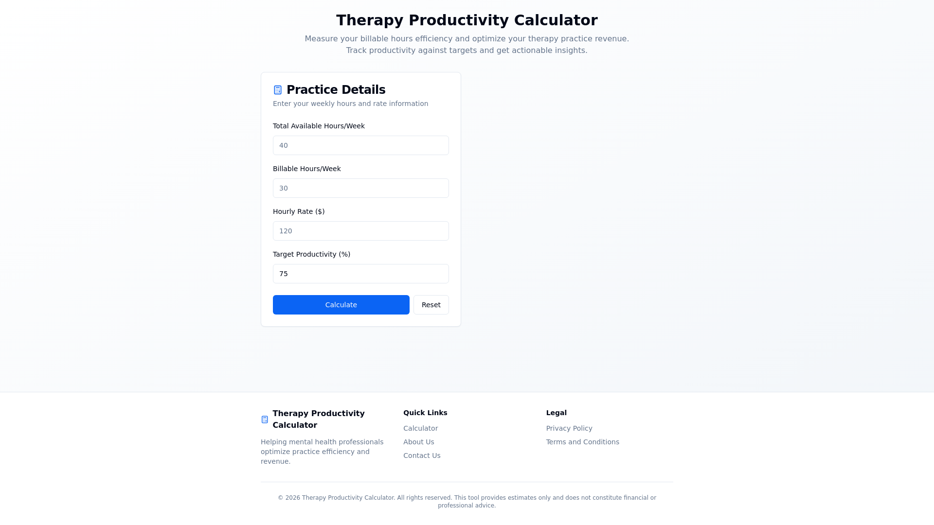 Therapy Productivity Calculator