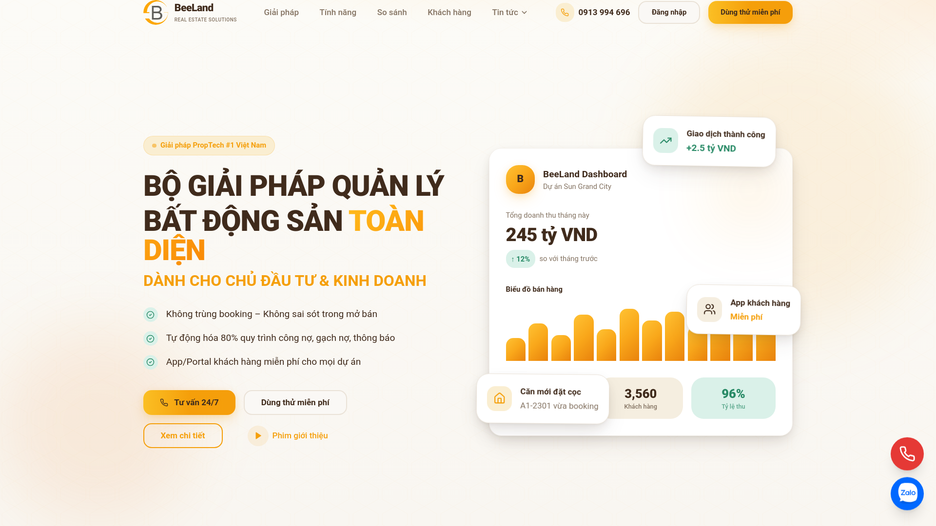 BeeLand - Phần mềm quản lý bất động sản cho Chủ đầu tư