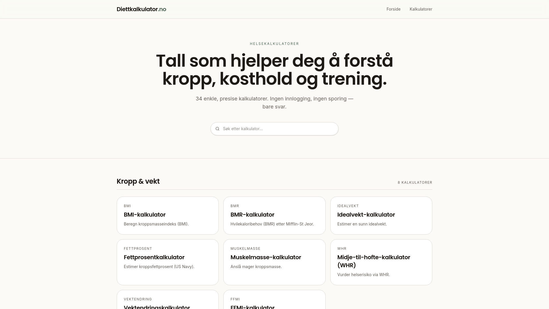 BMI-kalkulator – Diettkalkulator.no