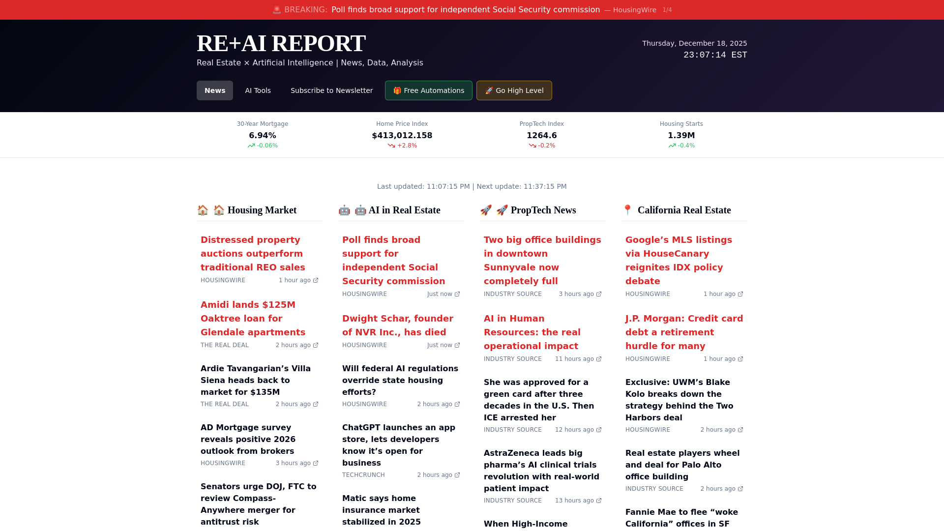 RE+AI Report - Real Estate Intelligence Hub