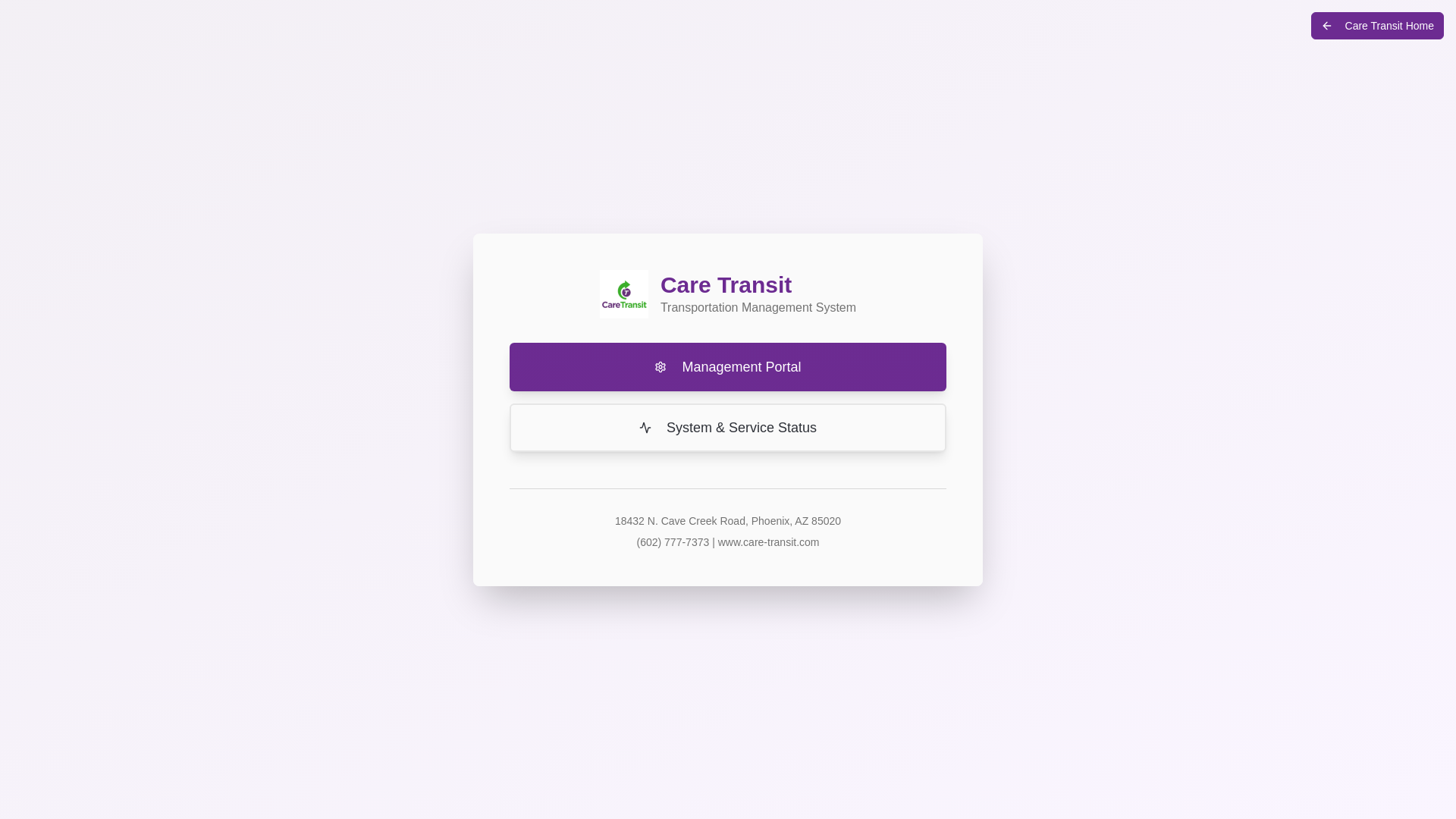 Care Transit Management Hub