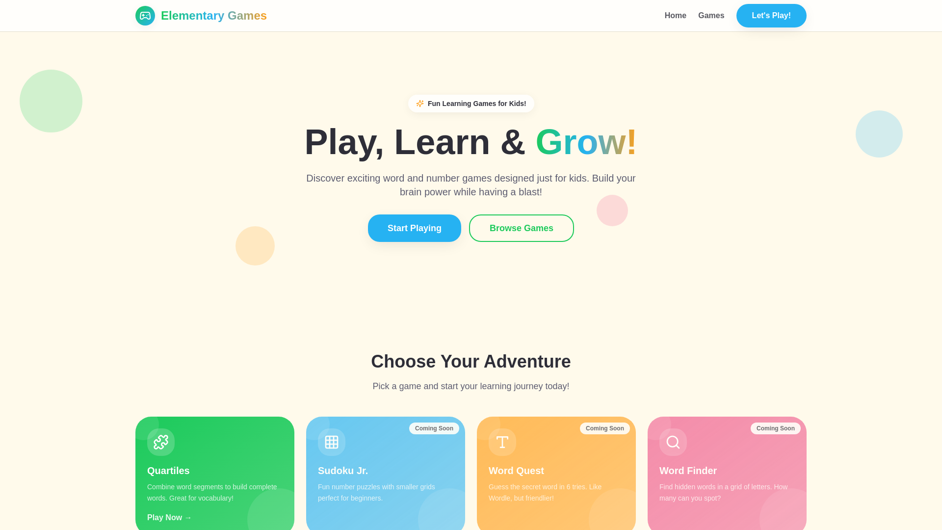 Elementary Games - Fun Learning Games for Kids