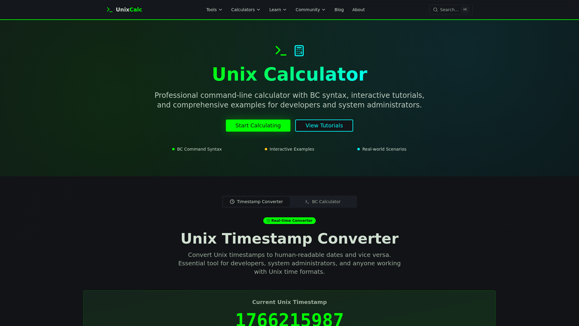 Unix Calculator - Advanced BC Command Calculator & Math Toolkit
