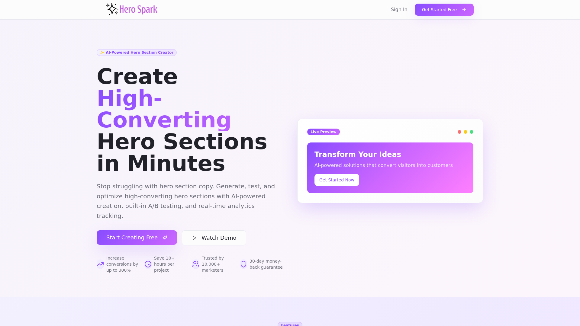 HeroSpark - AI-Powered Hero Section Creator