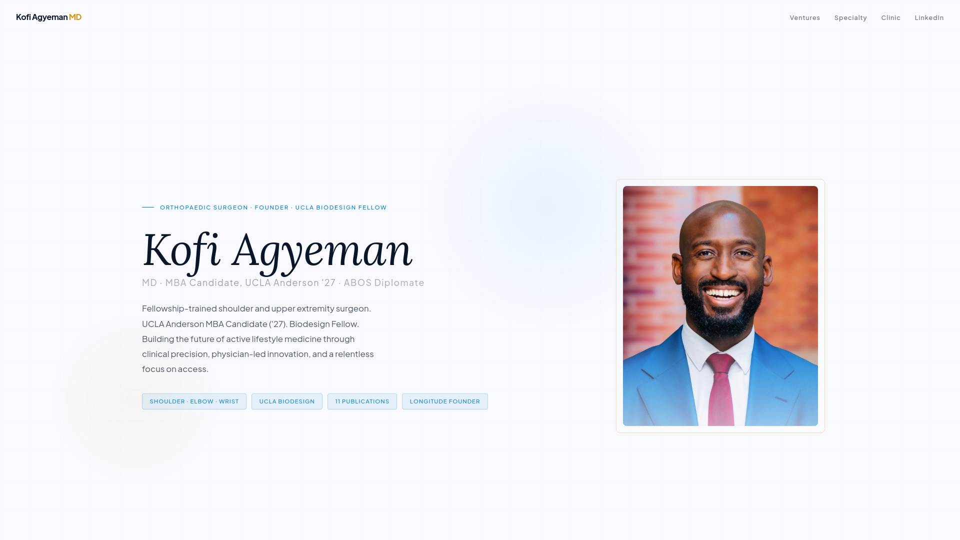 Kofi Agyeman, MD — Orthopaedic Surgeon & Founder