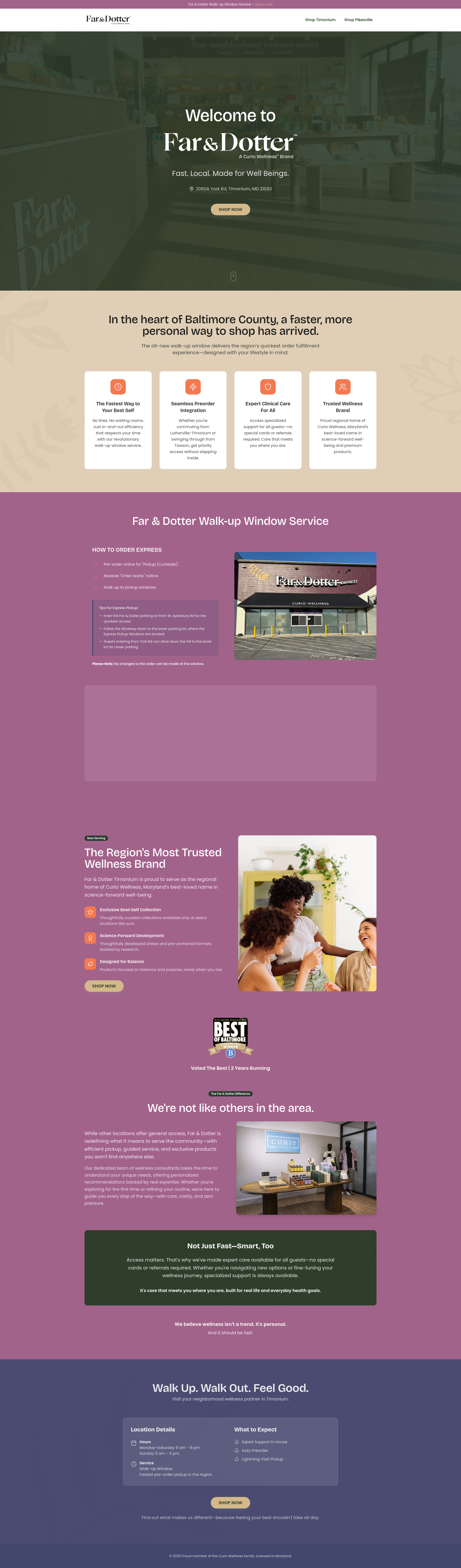 Far & Dotter Timonium | Home of Curio Wellness