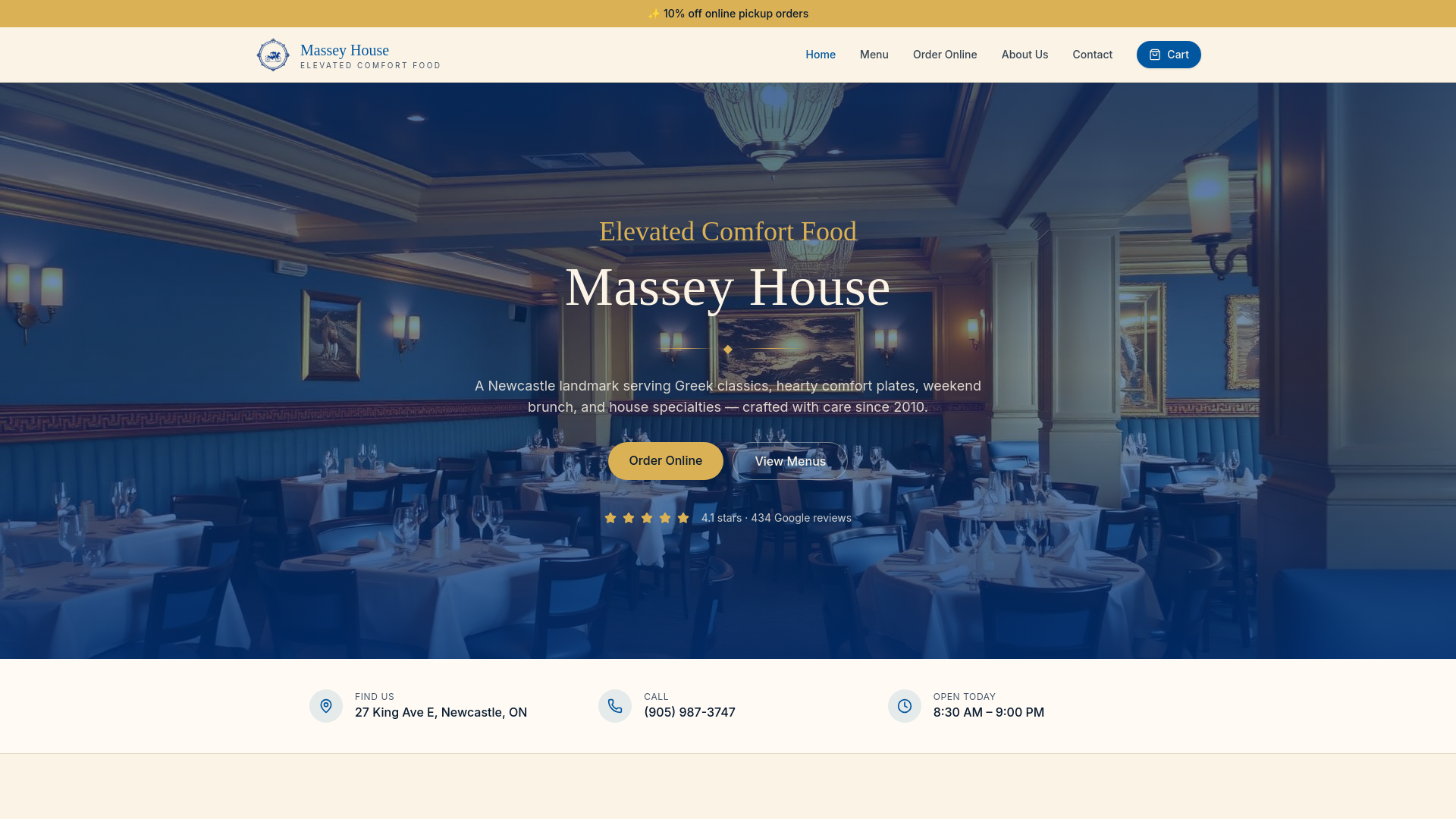 Menus — Dinner, Lunch & Brunch | Massey House