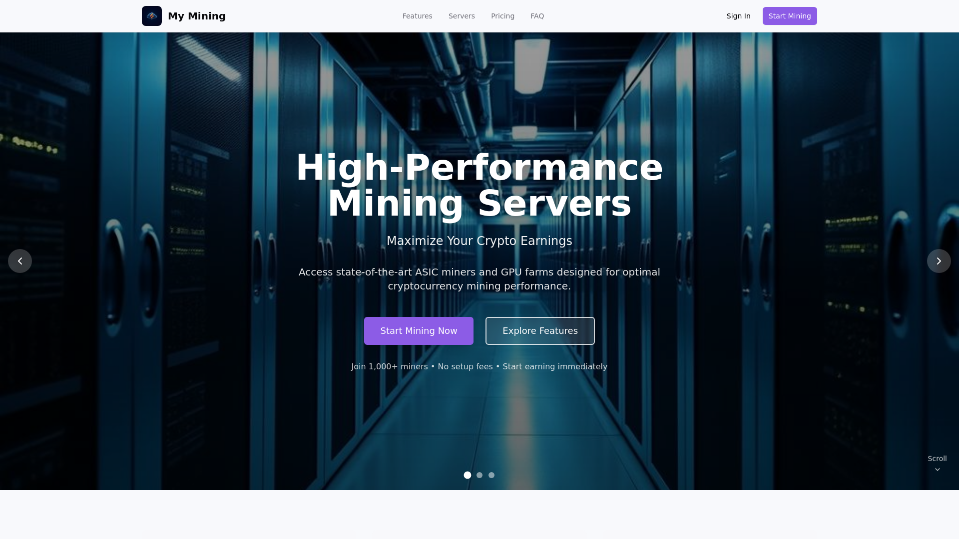 My Mining - Professional Cryptocurrency Mining & Server Rentals
