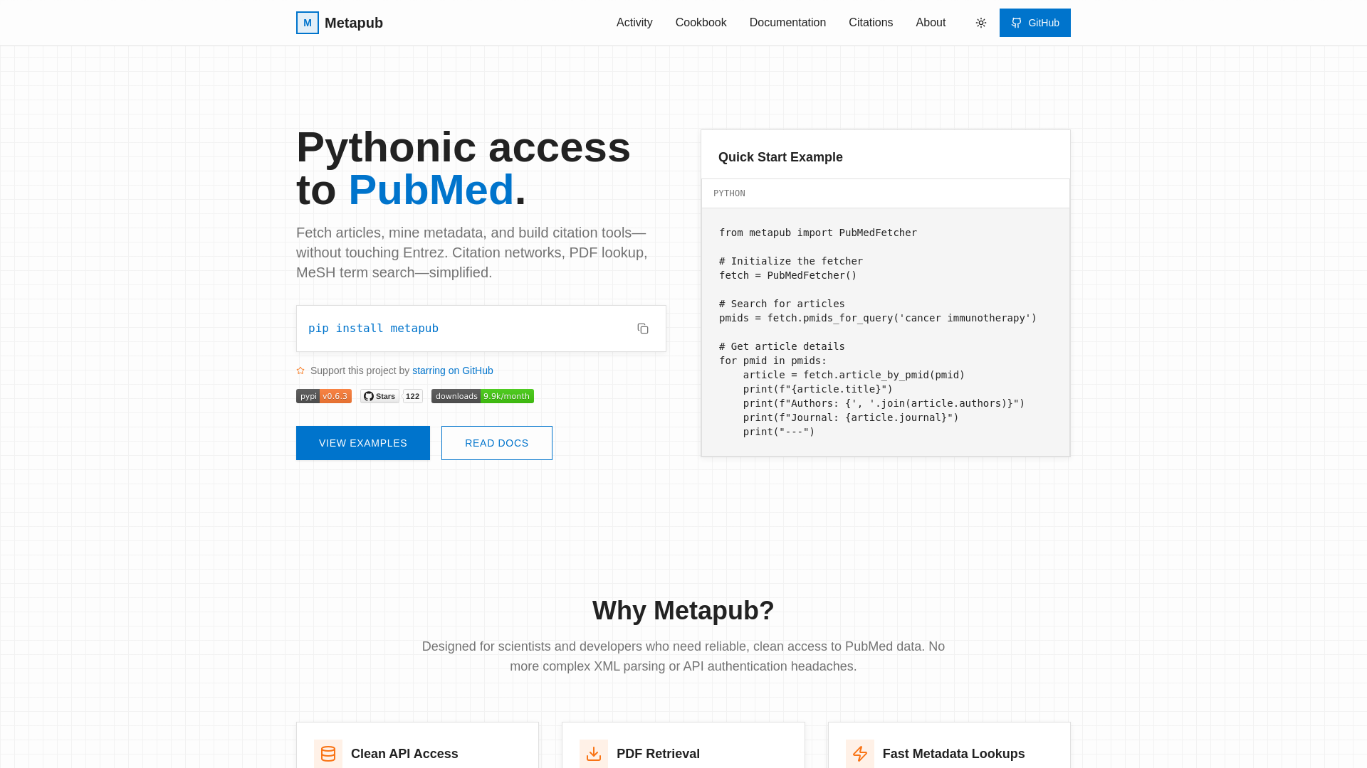 Metapub: Pythonic Access to Pubmed