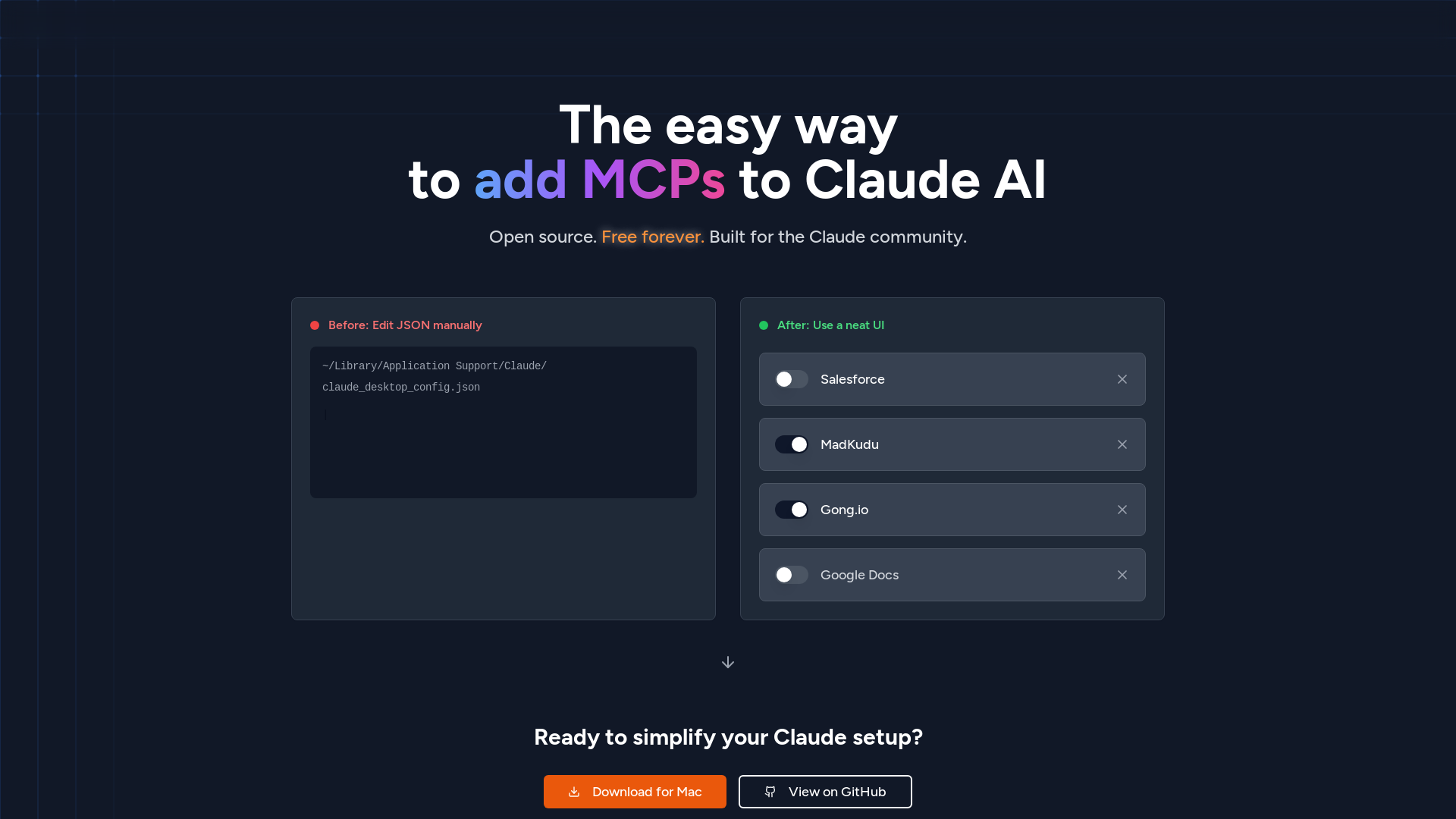 MCPs for Humans - Easy UI for Claude MCP Servers