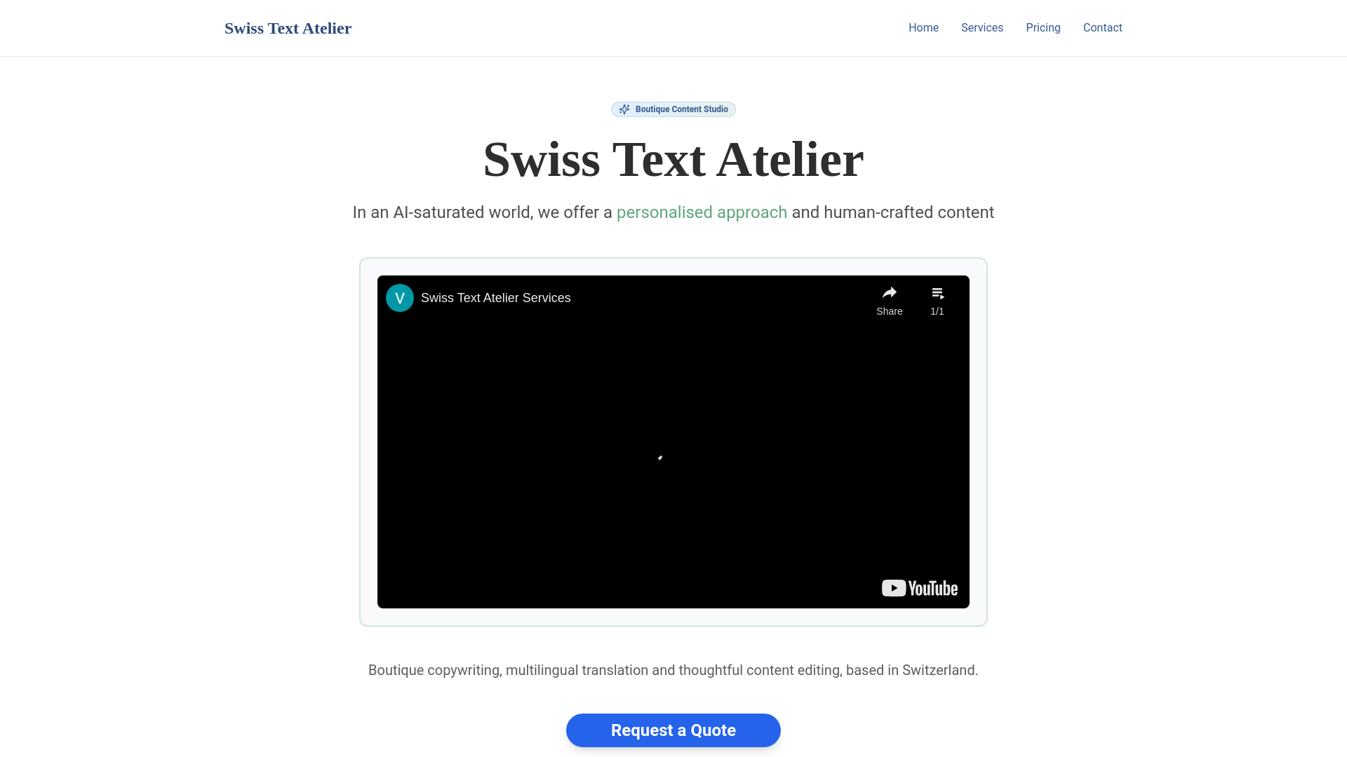 Swiss Text Atelier - Boutique Copywriting & Translation Studio