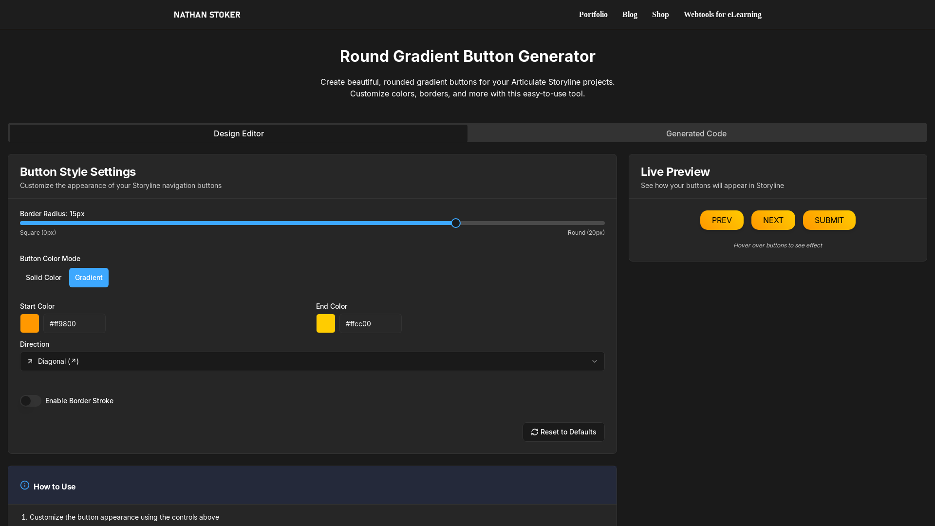 Articulate Storyline Round Gradient Buttons Generator