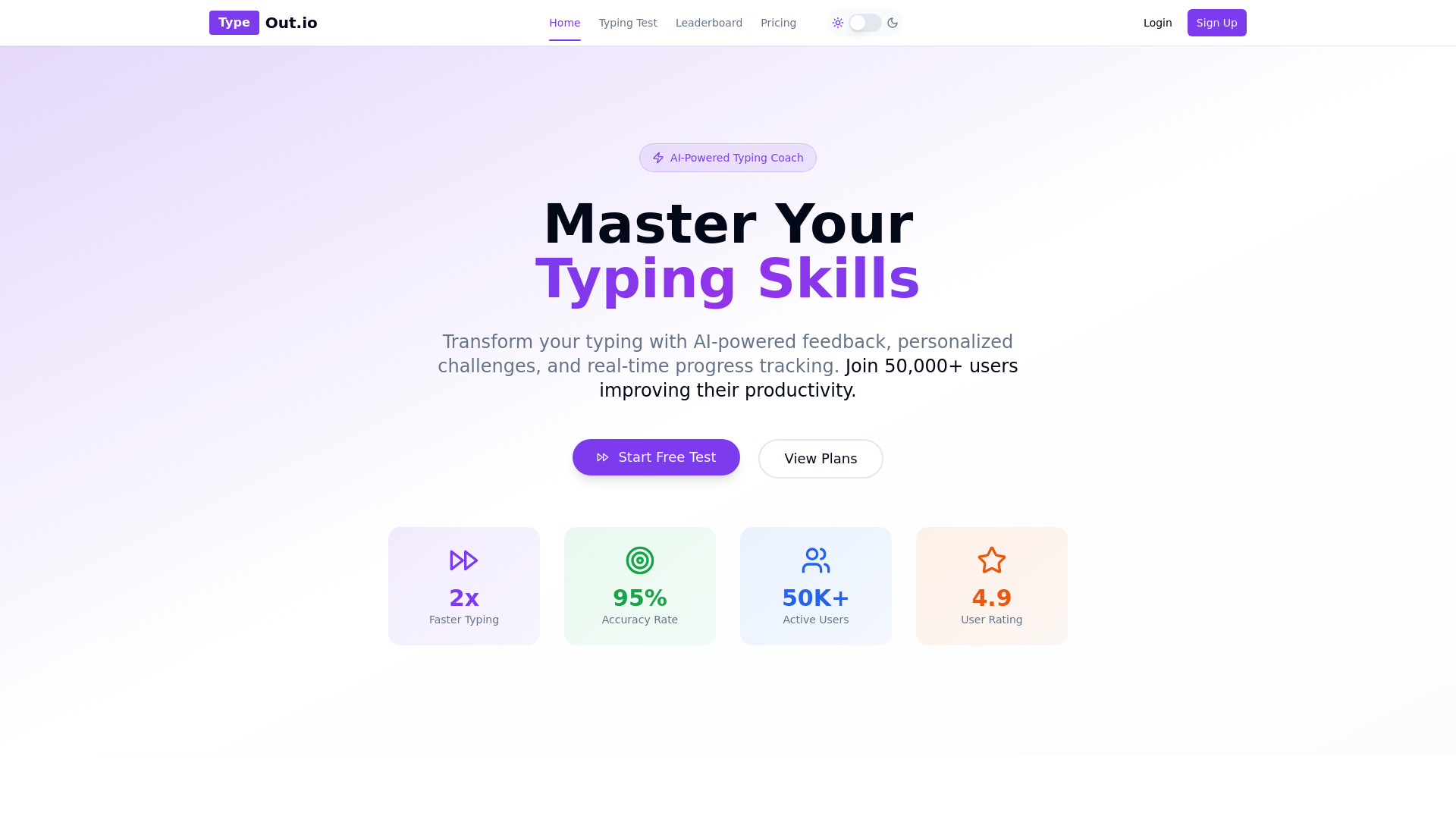 TypeOut.io - Improve Your Typing Speed & Accuracy with AI Coach