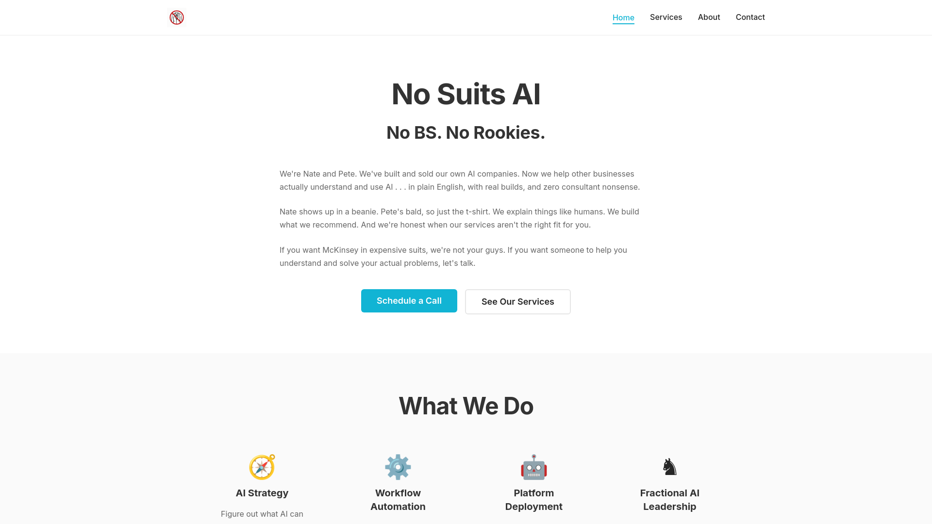 No Suits AI - Practical AI Consulting