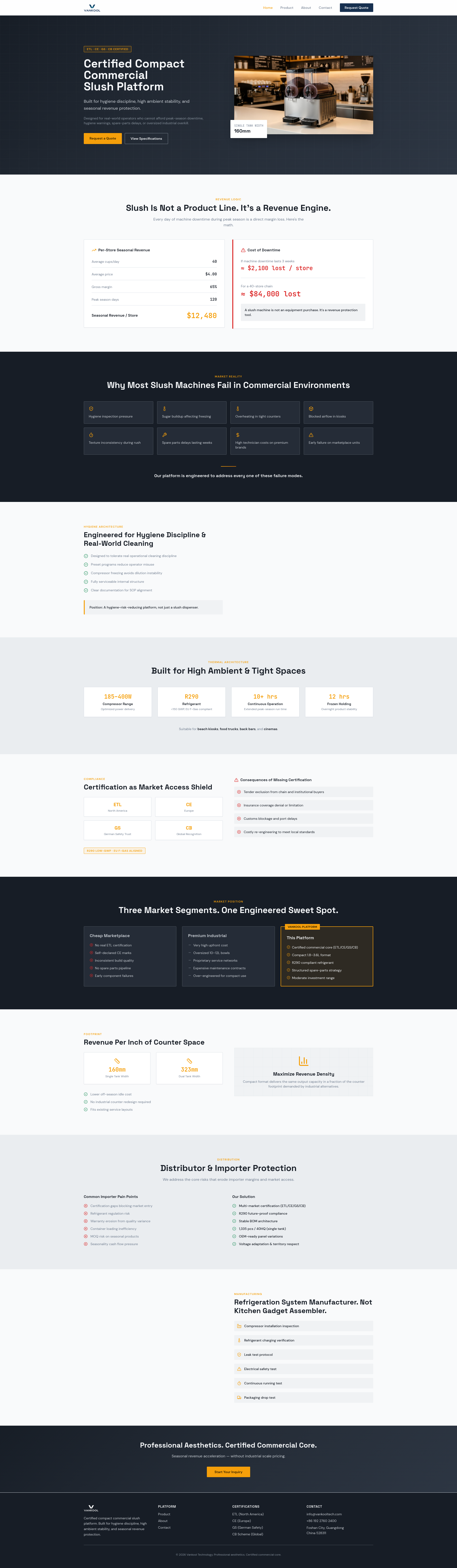 Vankool — Certified Compact Commercial Slush Platform