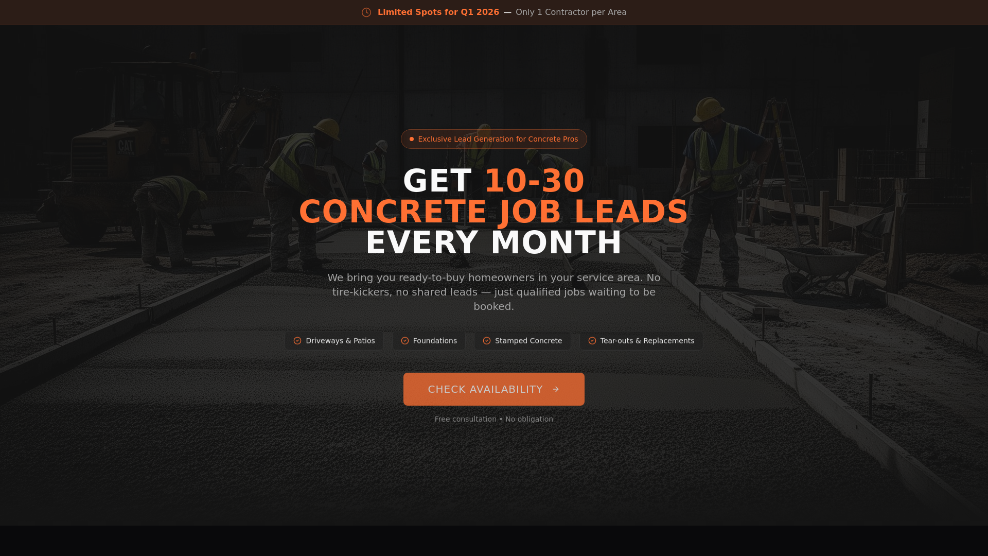 ConcreteLeads | Get 10-30 Concrete Job Leads Every Month - Guaranteed