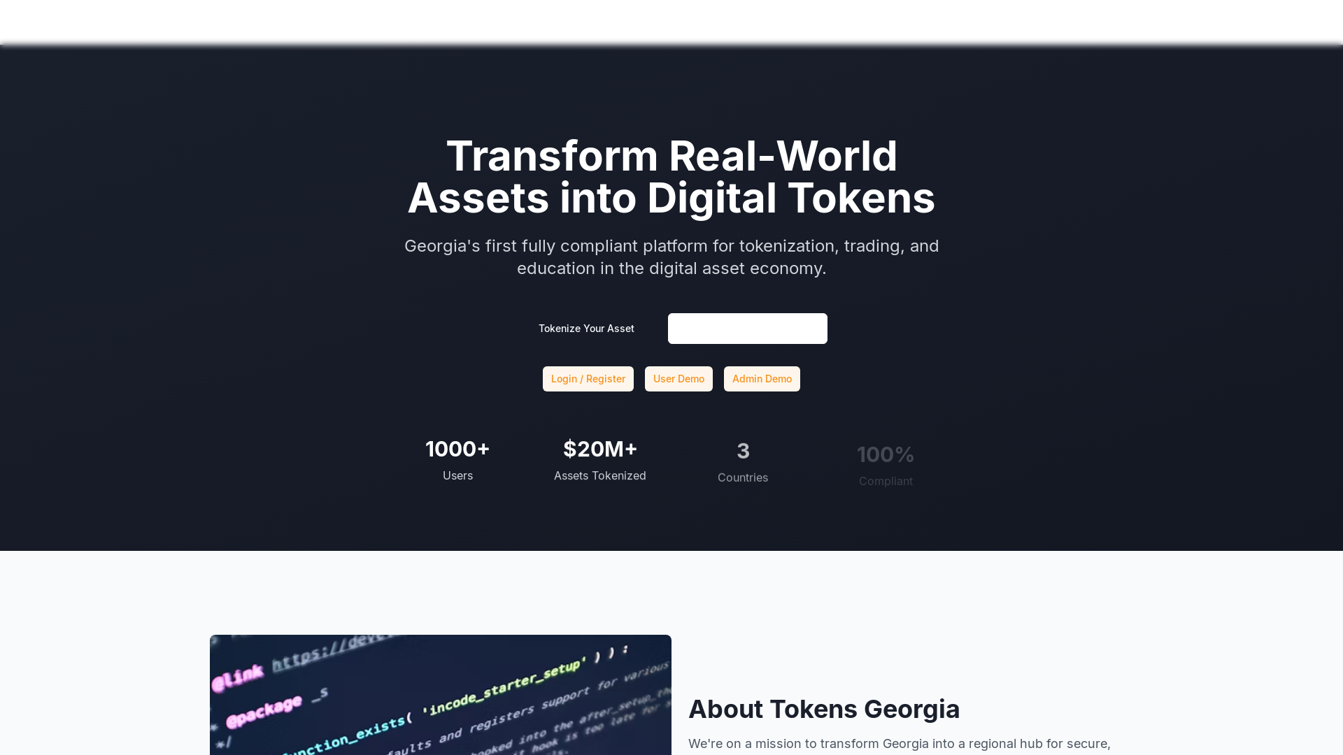 Tokens Georgia - Real-World Asset Tokenization Platform