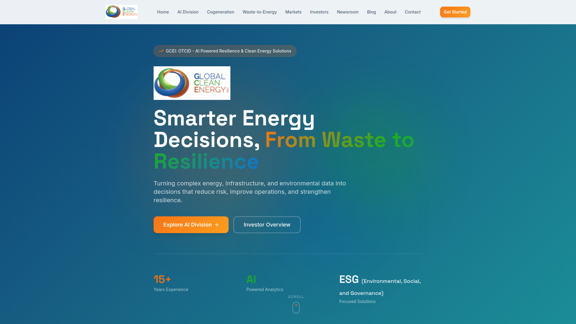 Global Clean Energy Inc. | AI for Cleaner, More Resilient Infrastructure