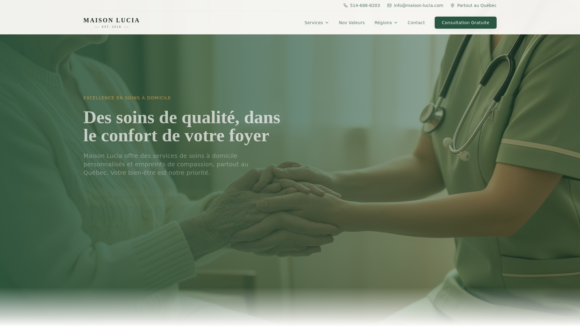 Maison Lucia | Soins à Domicile de Prestige au Québec