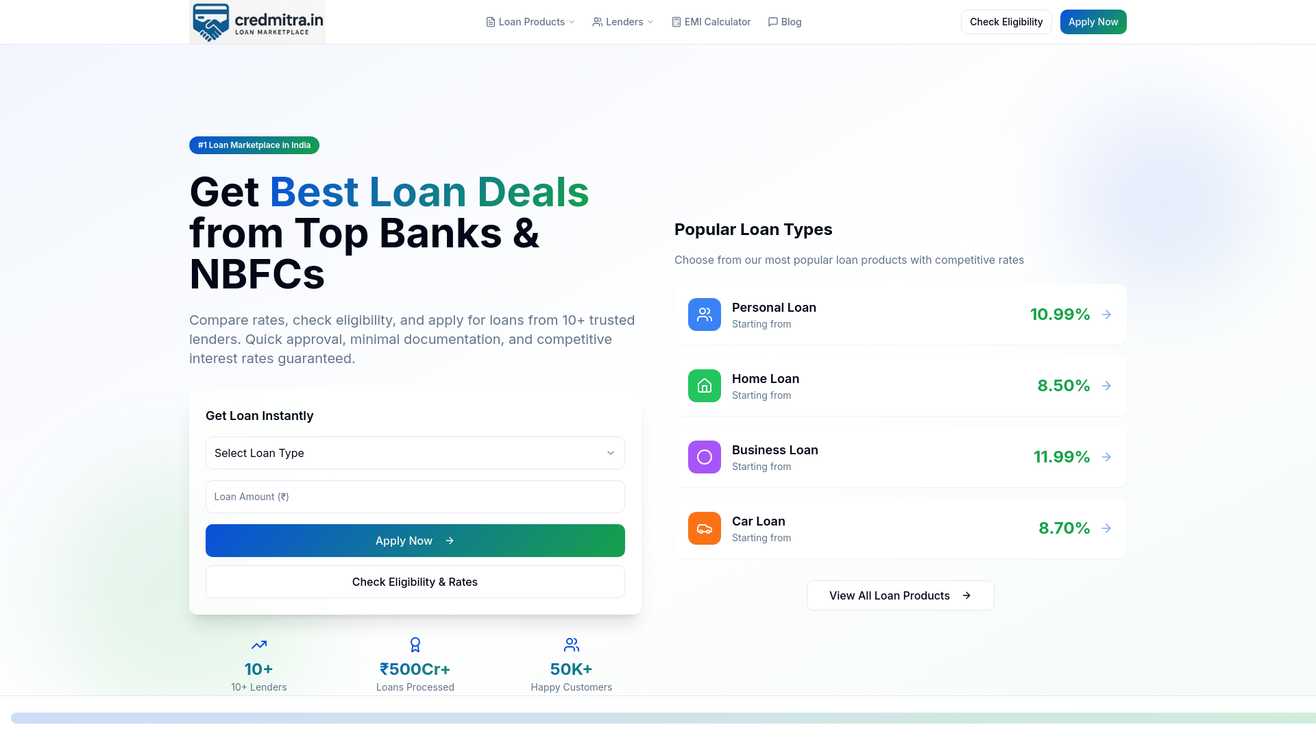 CredMitra - India's Trusted Loan Marketplace | Compare & Apply for Best ...