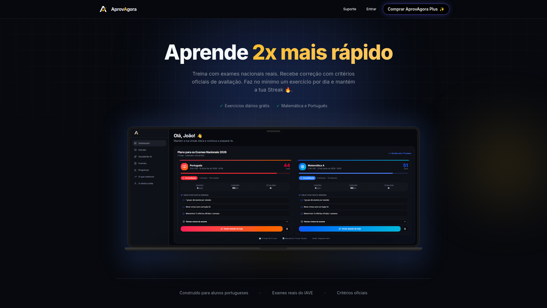 AprovaAgora — Sobe de nota nos exames nacionais 2x mais rápido