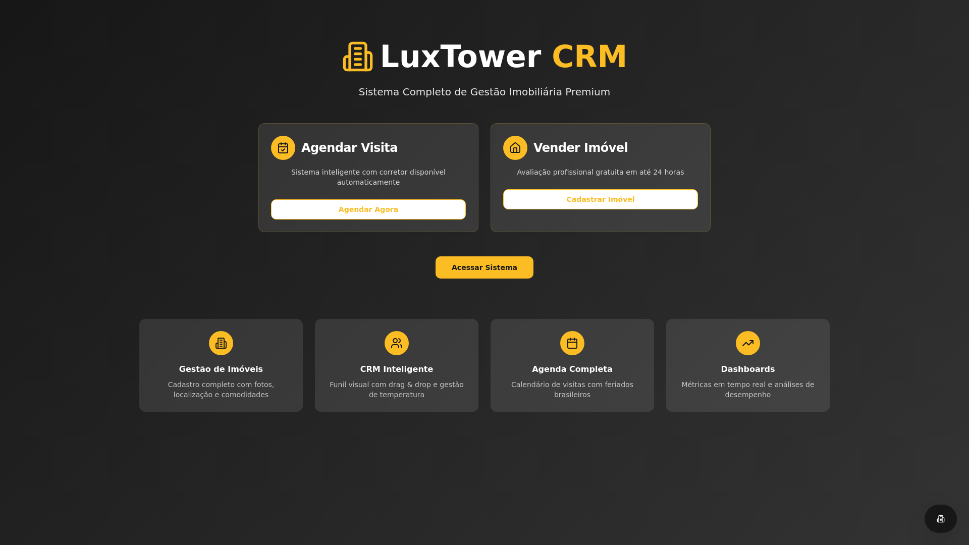 LuxTower CRM - Sistema de Gestão Imobiliária Premium