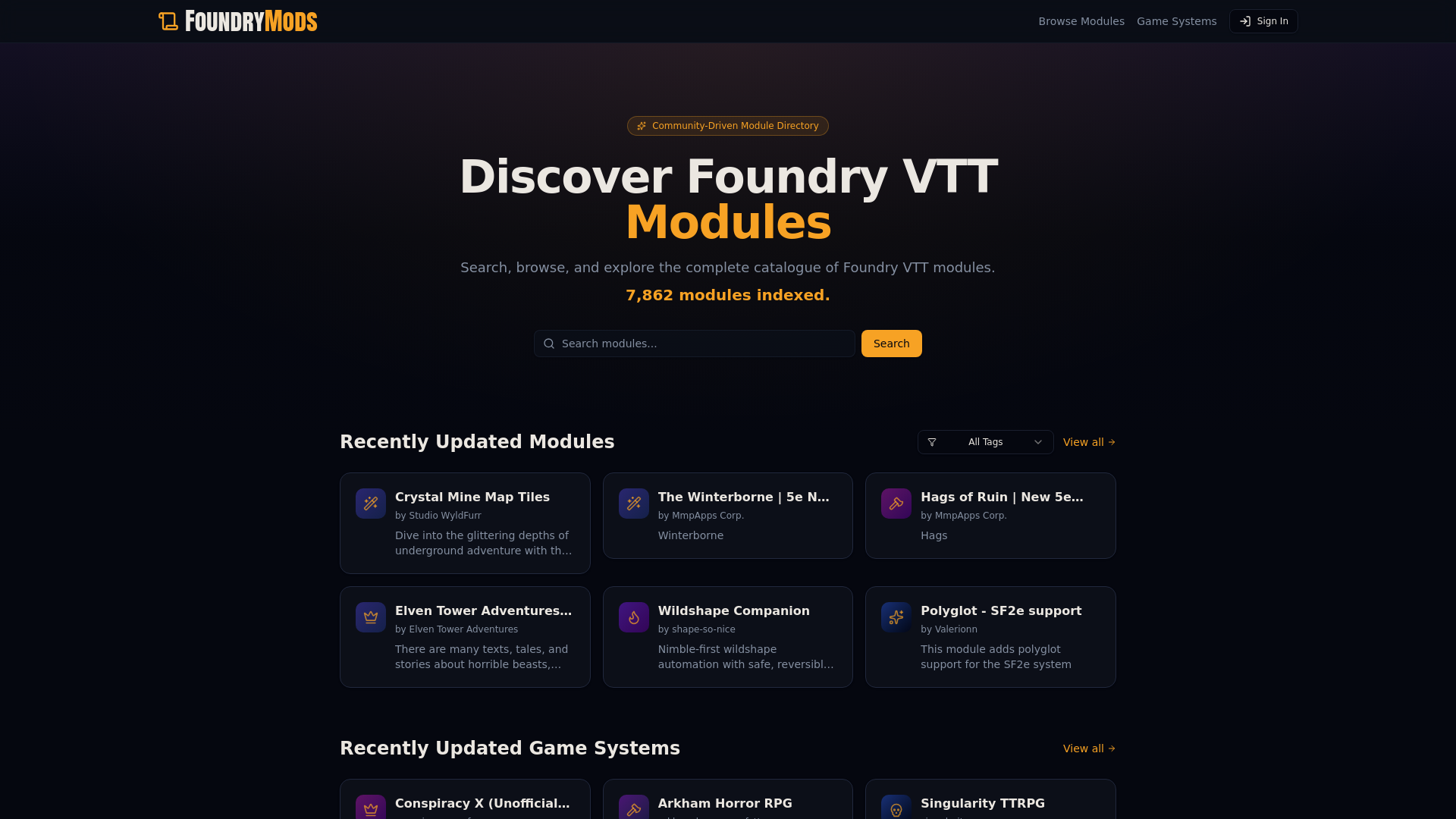 FoundryMods — Browse All VTT Modules