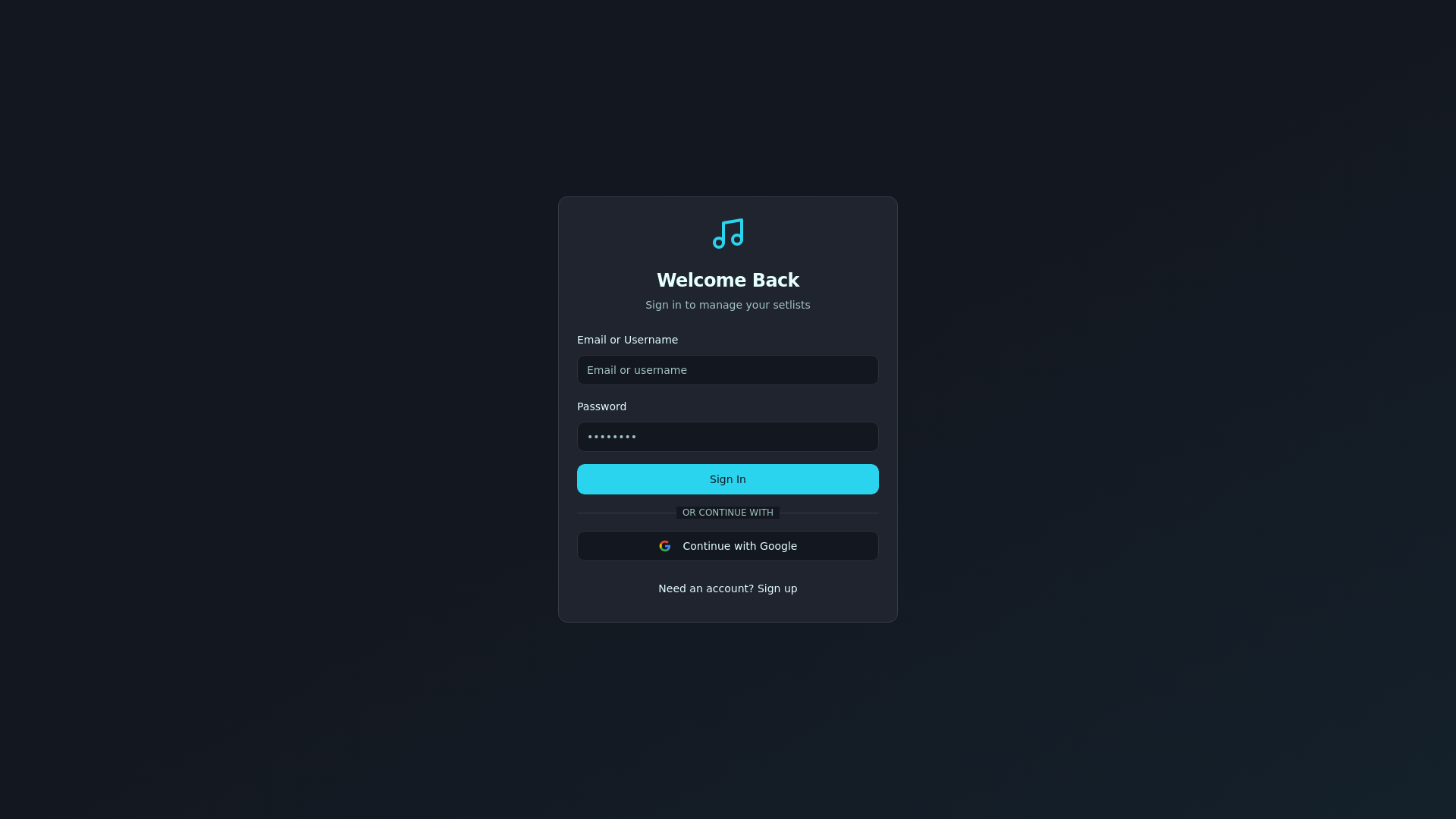 setlister.io - Band Setlist & Song Suggestion Manager