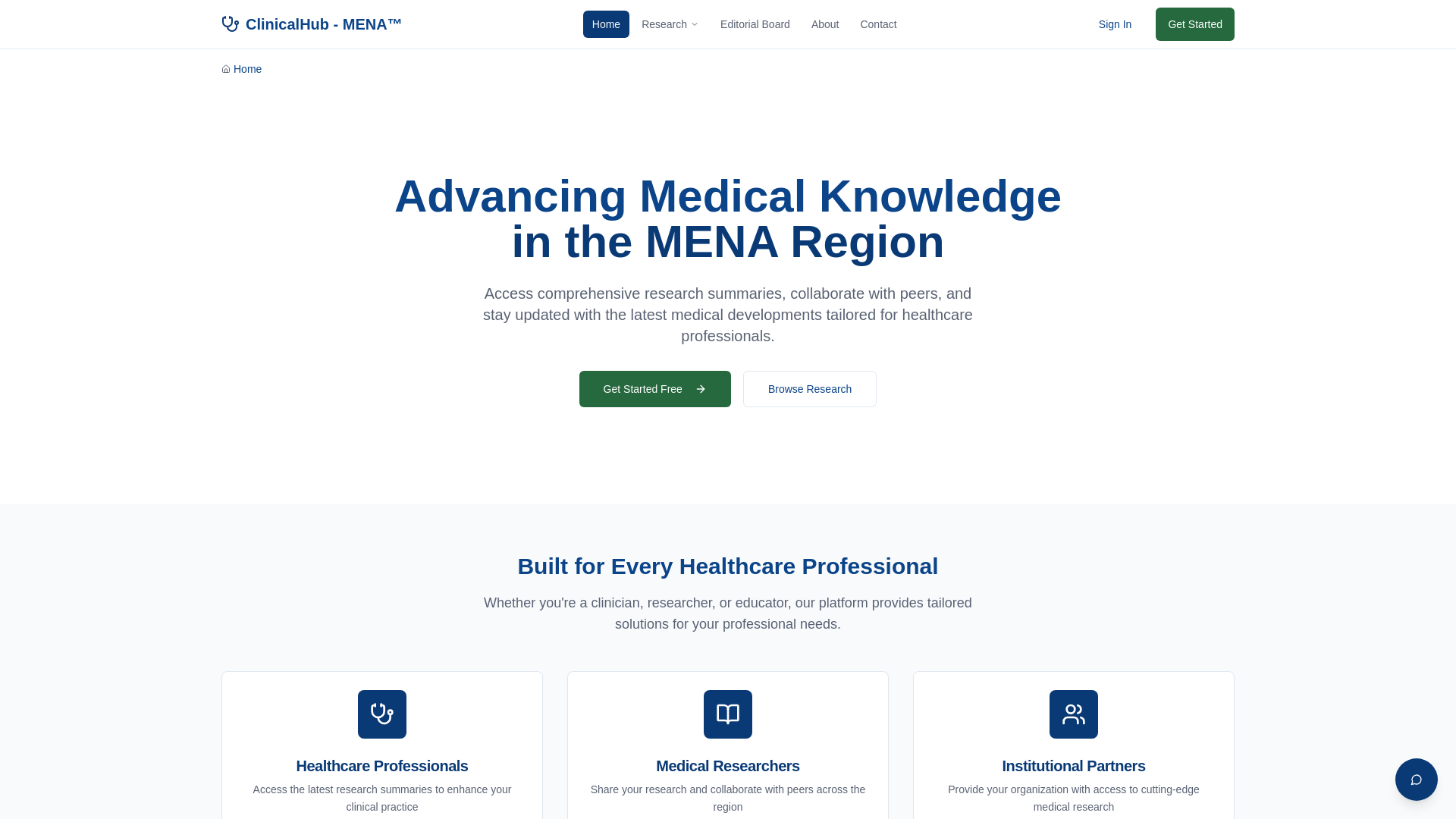 ClinicalHub - MENA | Medical Research Platform