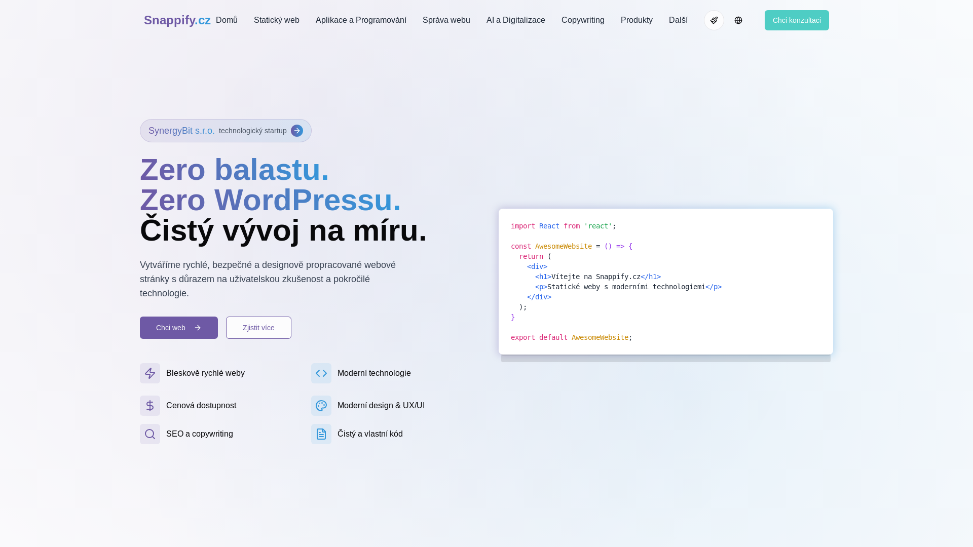 Snappify.cz | Moderní statické weby bez WordPressu