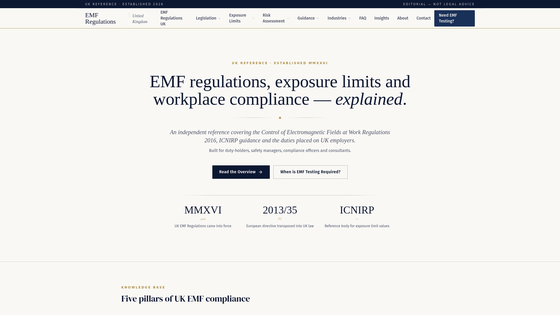 EMF Regulations UK — Compliance, Legislation & Exposure Limits