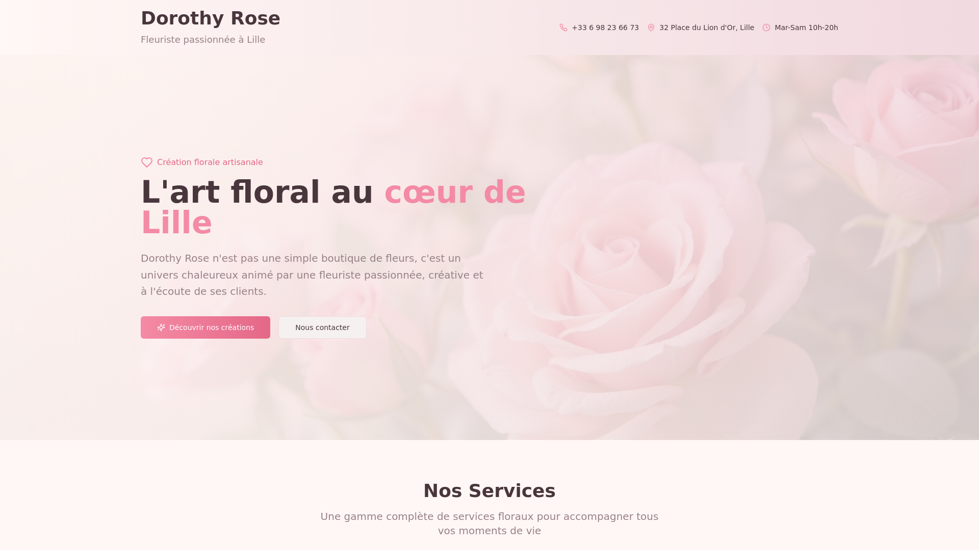 Dorothy Rose - Fleuriste à Lille centre, créations florales sur mesure