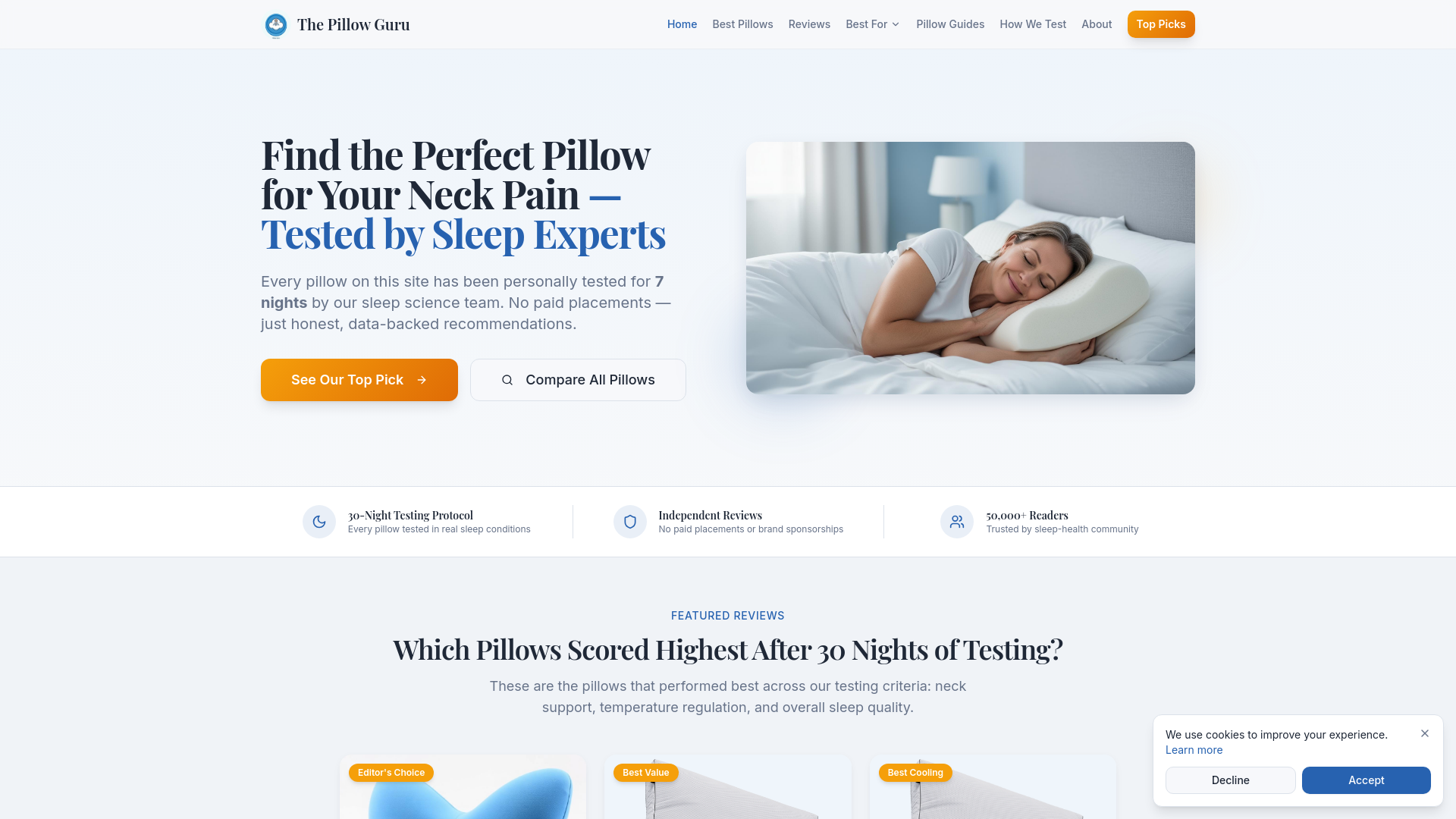 Best Pillow for Neck Pain 2026: Top 7 Ranked | Pillow Guru