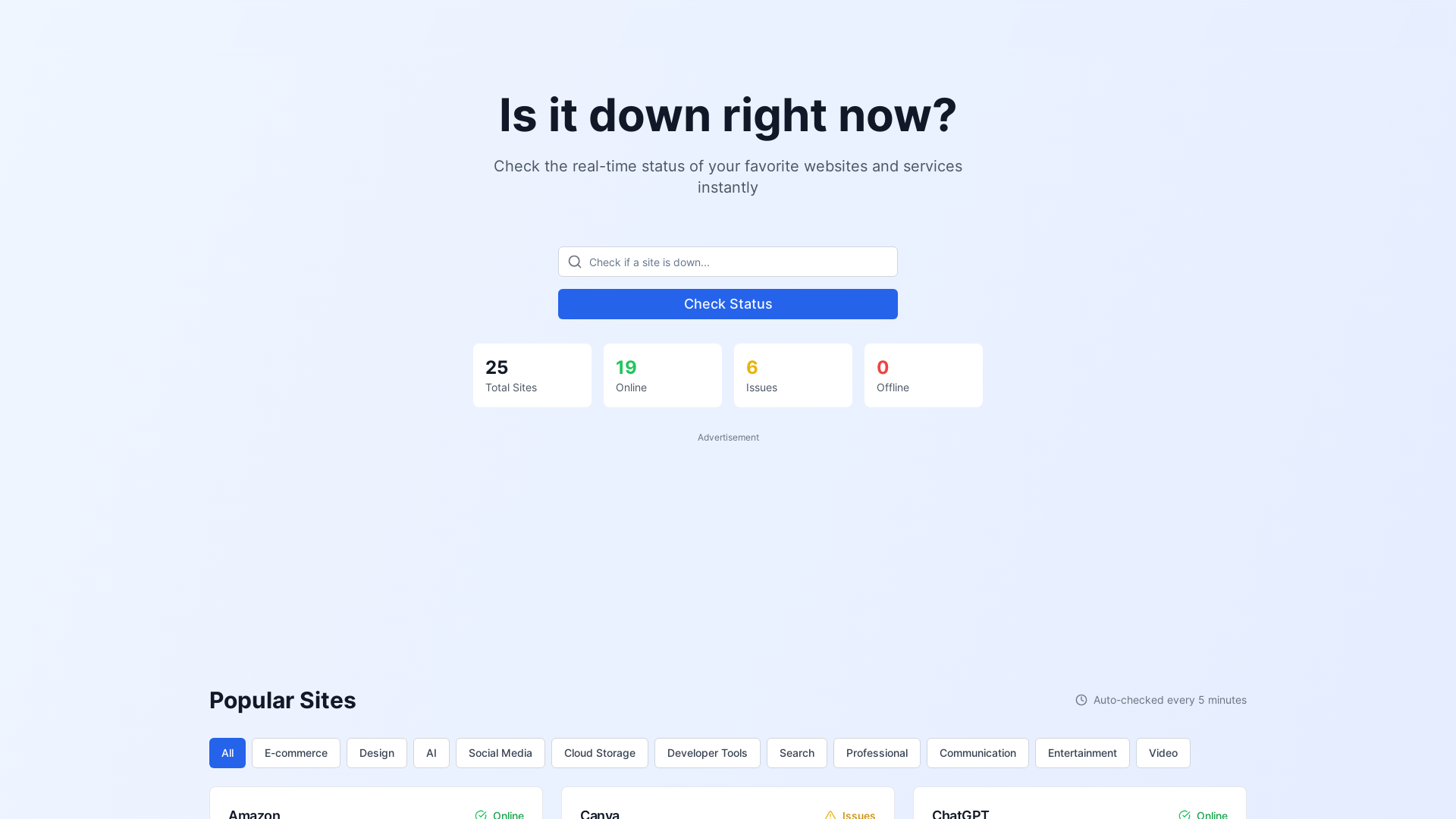 Crashed or Not - Real-time Website Status Checker