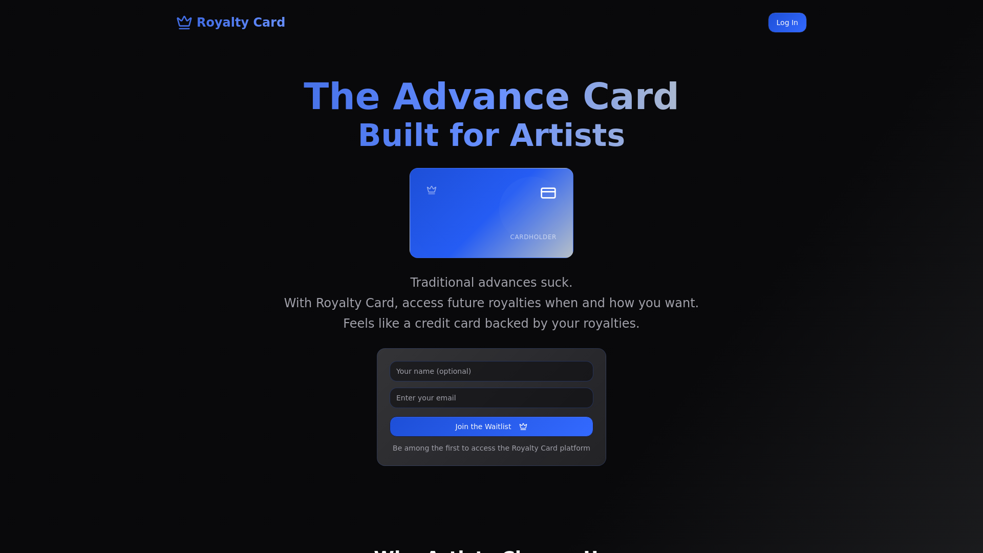 Royalty Card - Premium Credit Card for the Elite | Join Waitlist