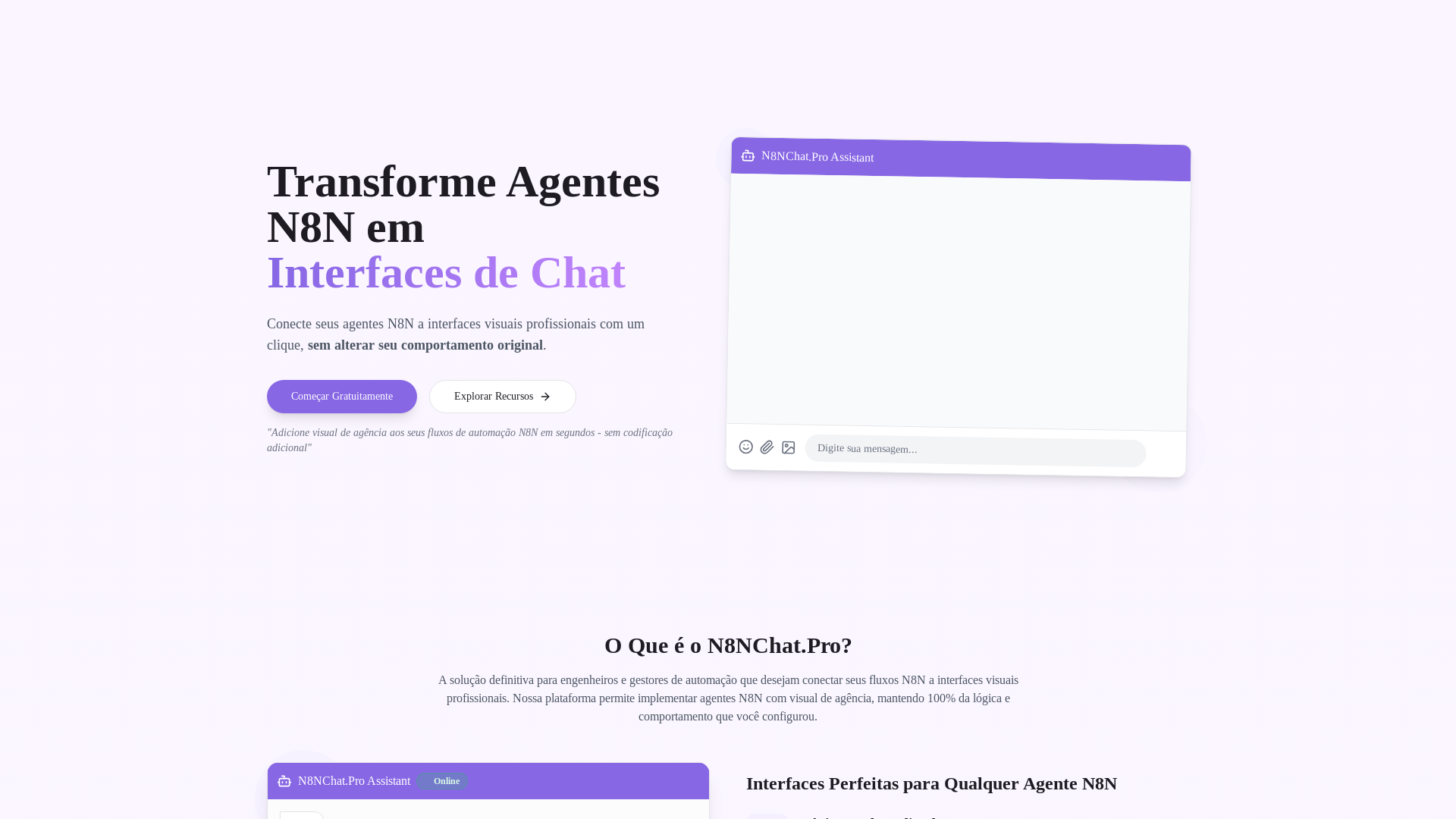 N8NChat.Pro - Transforme Agentes N8N em Interfaces de Chat