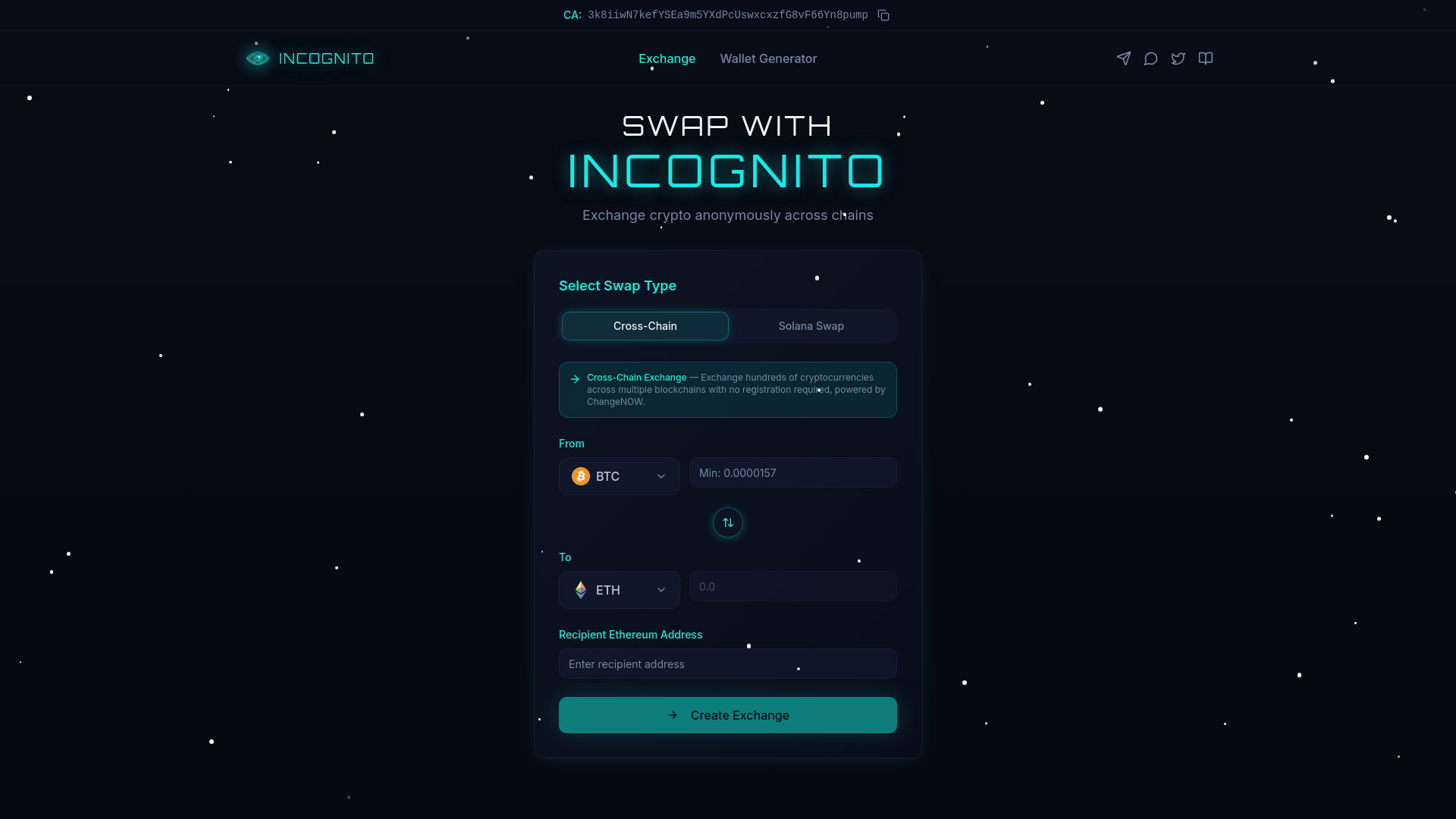 Incognito Bridge - Anonymous Crypto Exchange