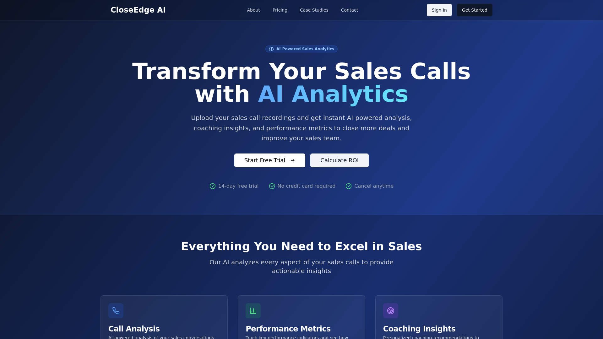 CloseEdge AI - Sales Call Analysis Platform