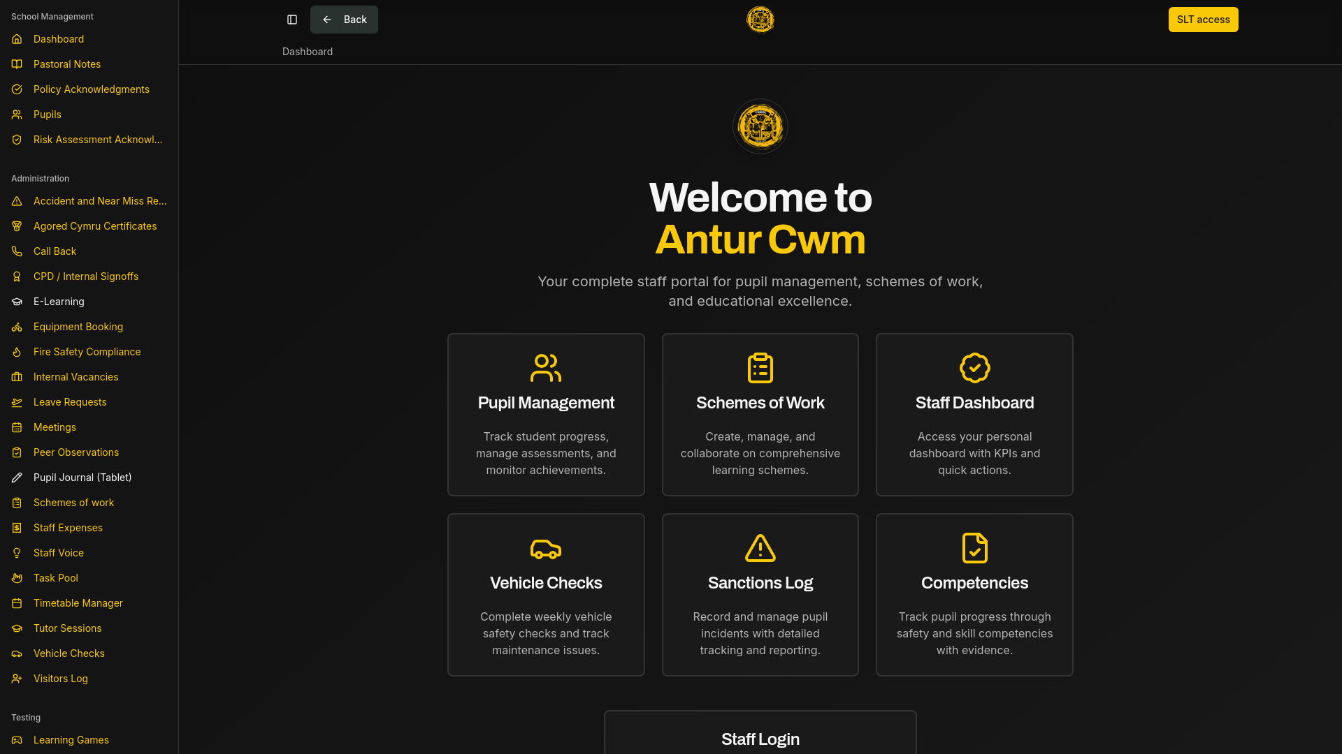 SLT Login | Antur Cwm