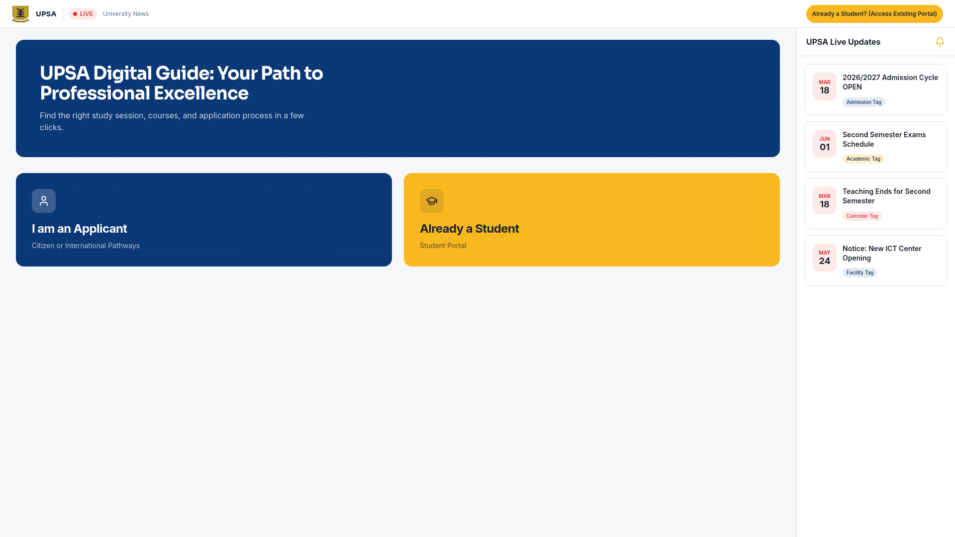UPSA Student App - Academic Information Manager