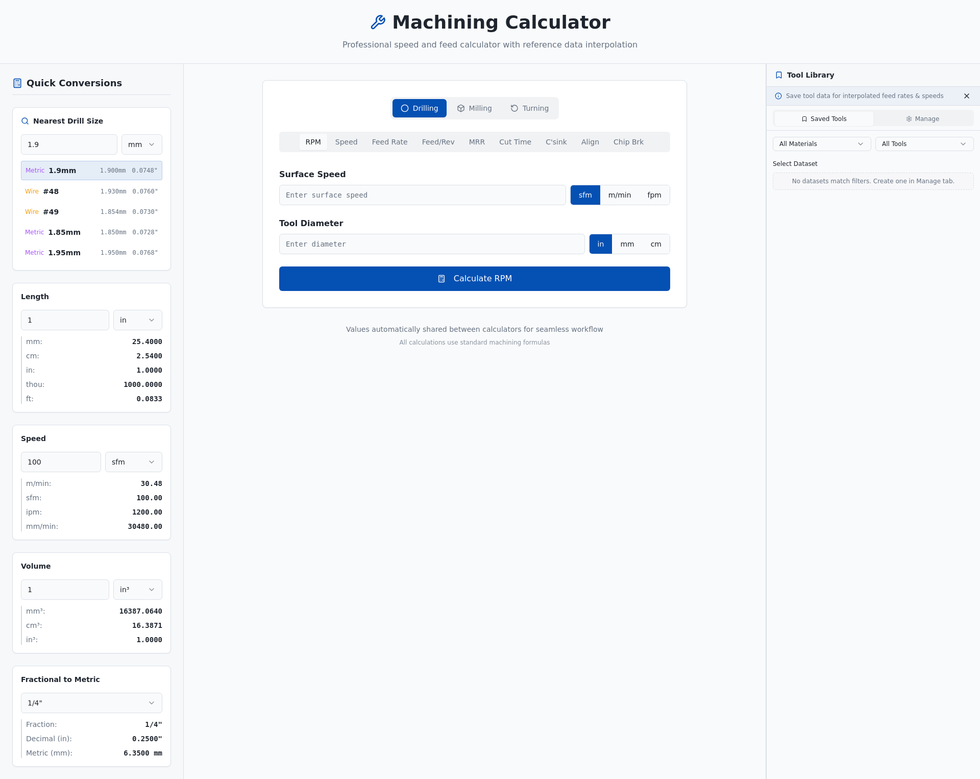 Machining Calculator - Professional Speed & Feed Calculator