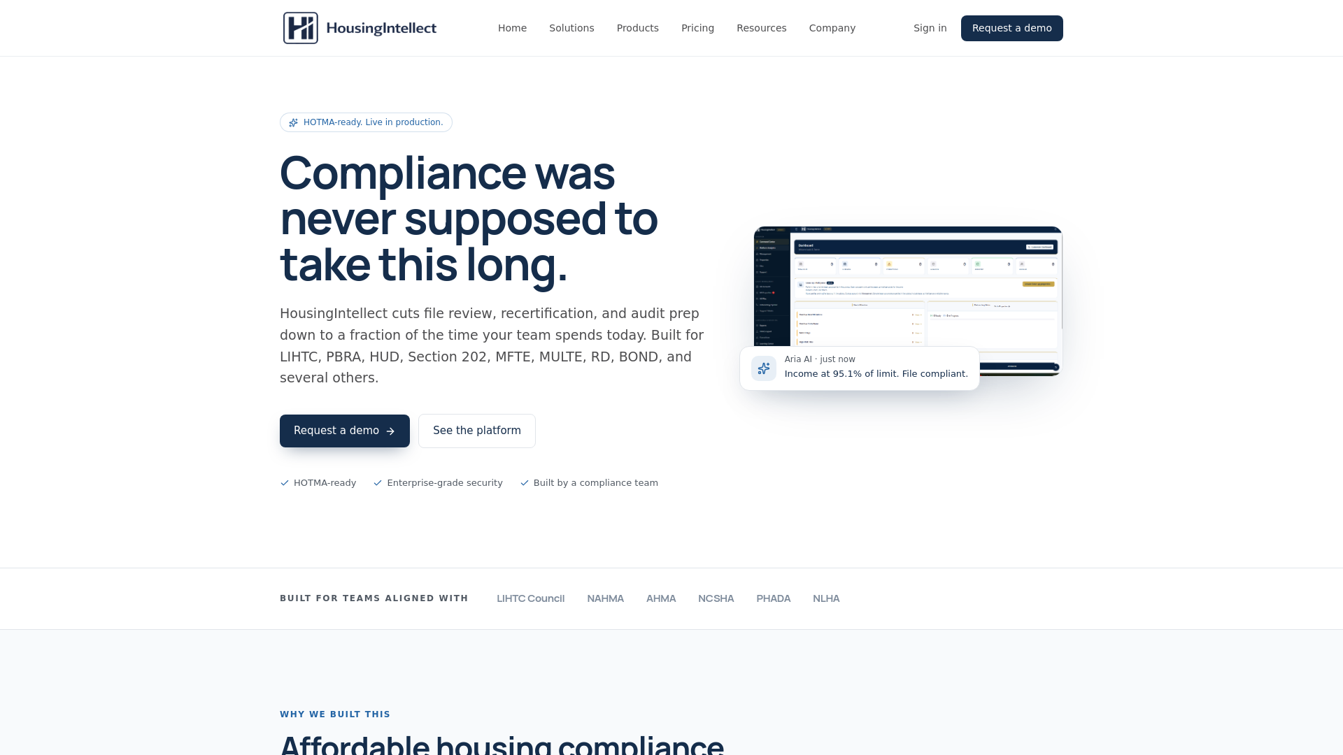 HousingIntellect, The Compliance Operating System for Affordable Housing