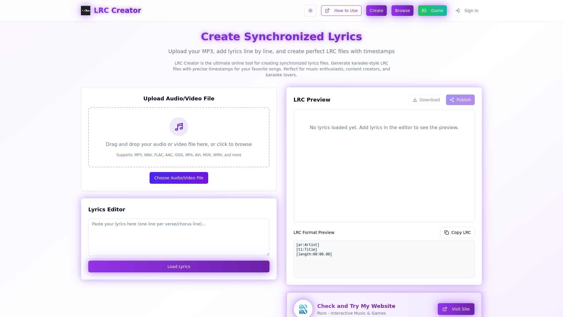 LRC Creator - Free Online LRC Generator | Create Synchronized Lyrics ...