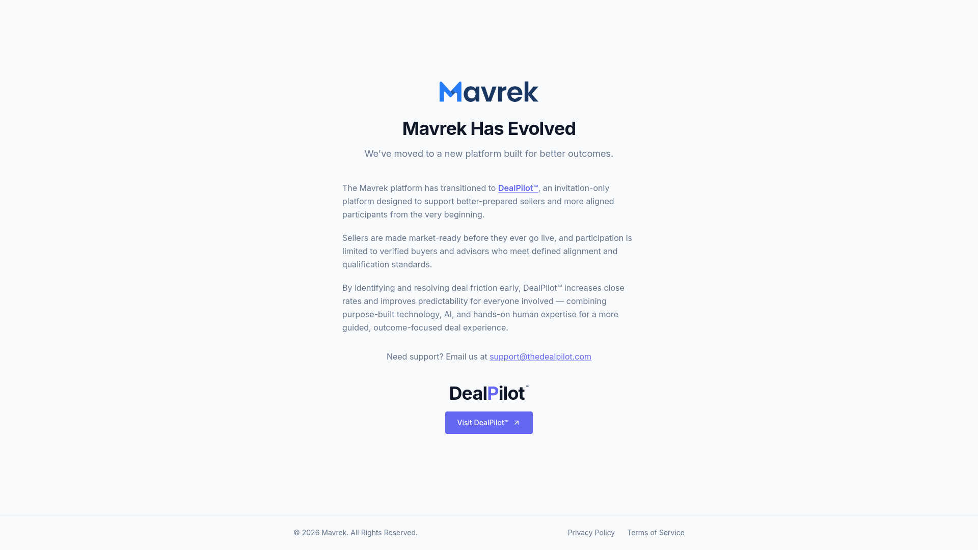 Mavrek - Platform Transition Notice