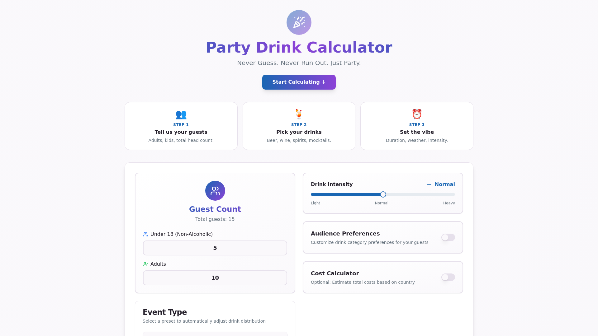 Party Drink Calculator - Plan Perfect Party Drinks