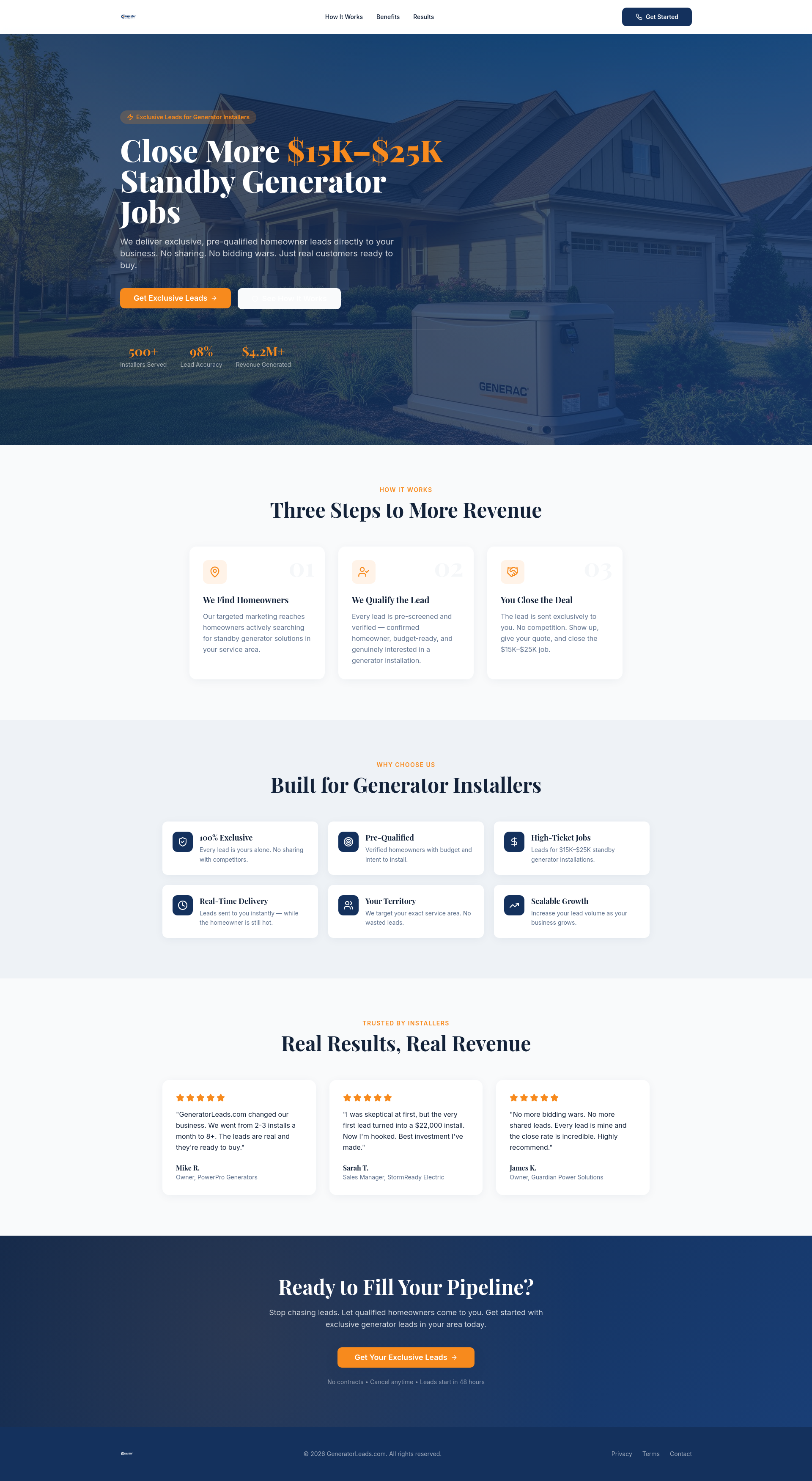 GeneratorLeads.com | Exclusive Leads for Generator Installers